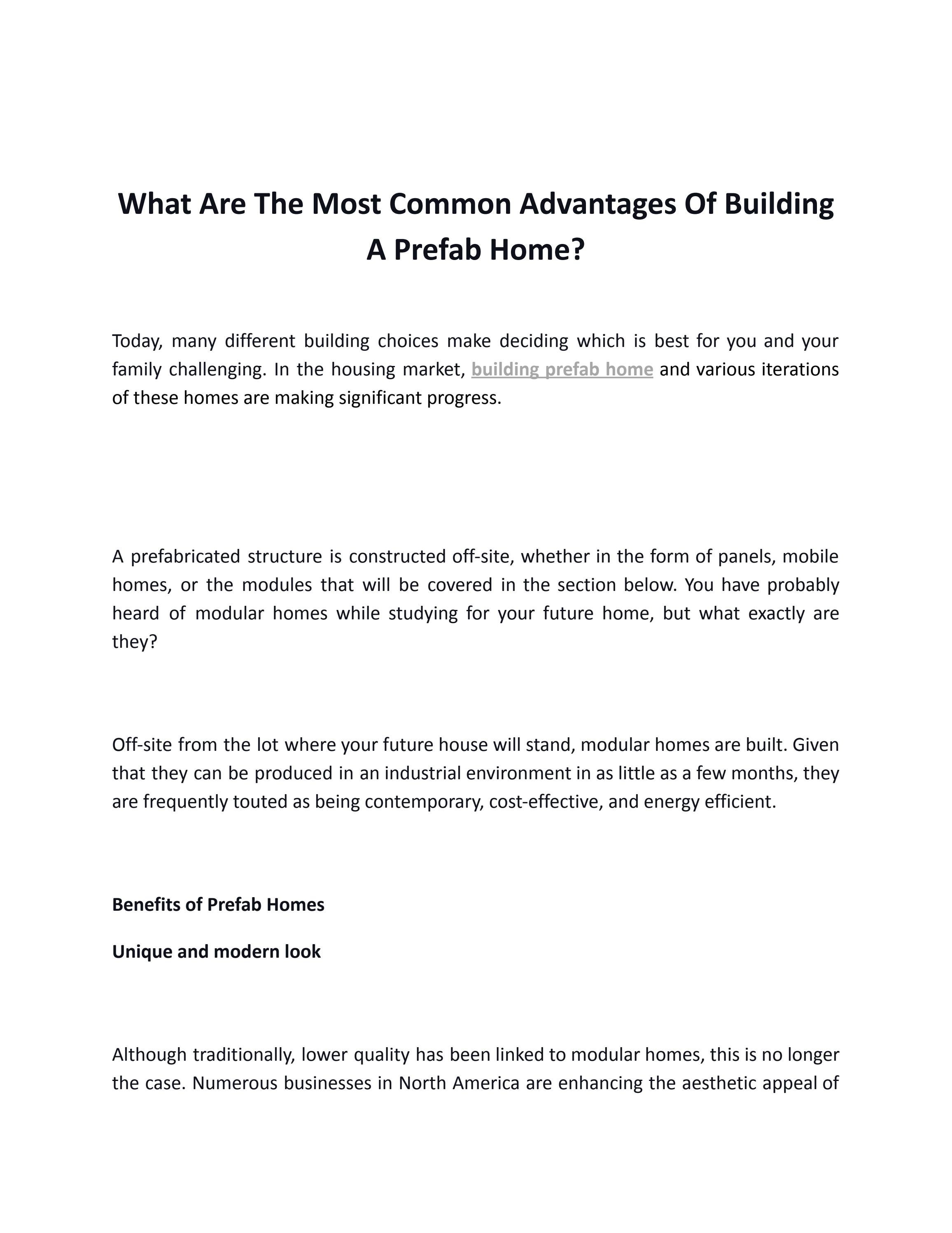 What Are The Most Common Advantages Of Building A Prefab Home? by ...