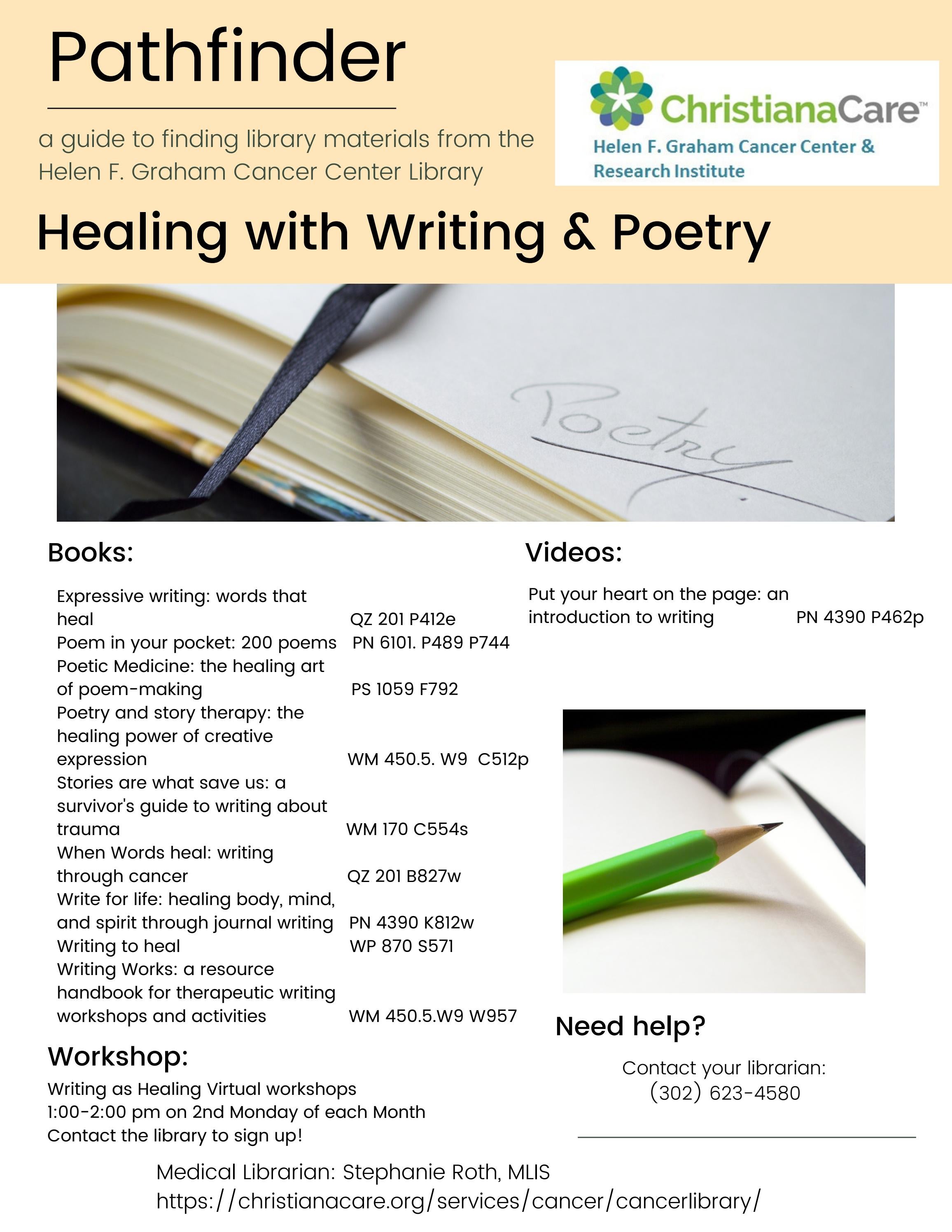 Healing with Writing & Poetry Pathfinder by Helen F. Graham Cancer ...