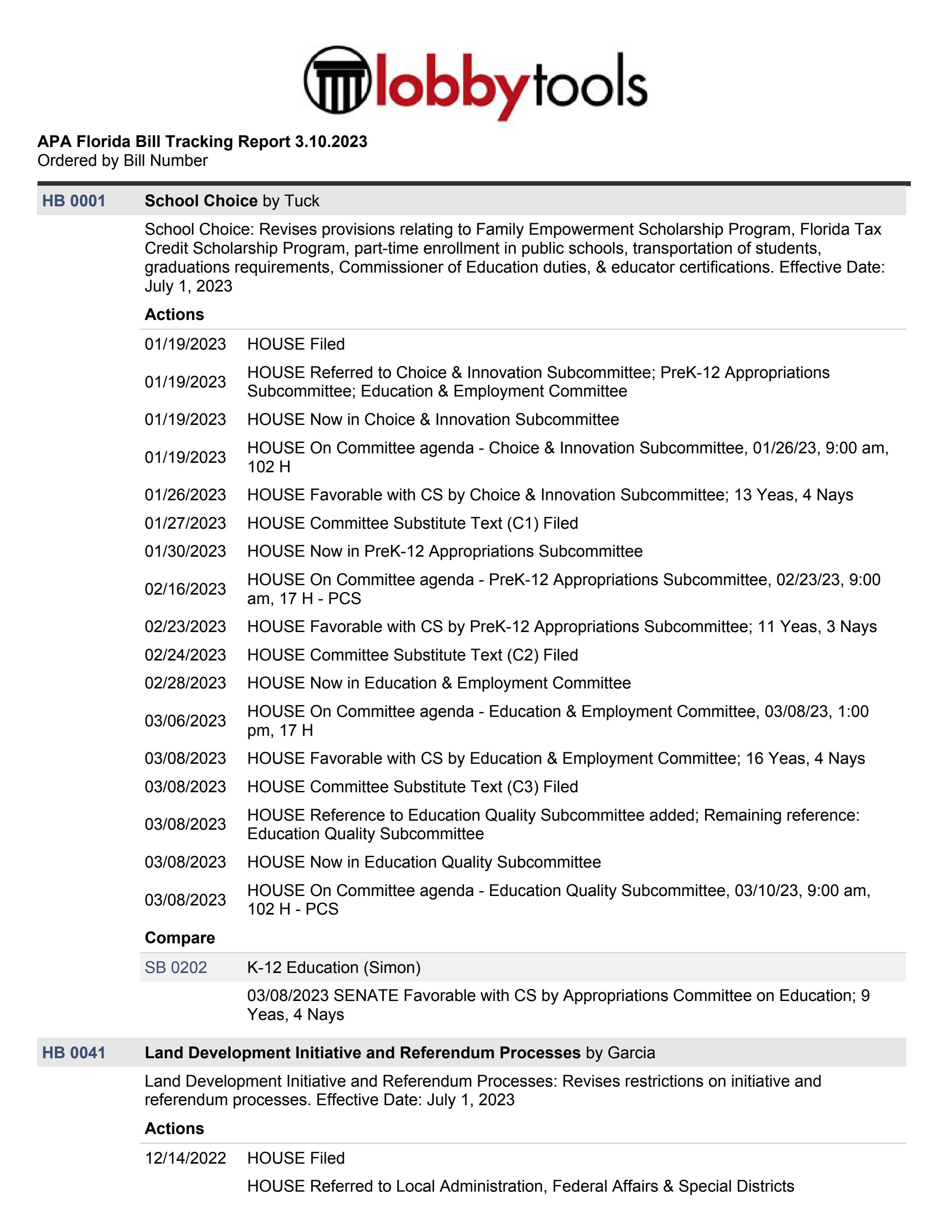 APA Florida Bill Tracking Report | March 10, 2023 by APA Florida - Issuu