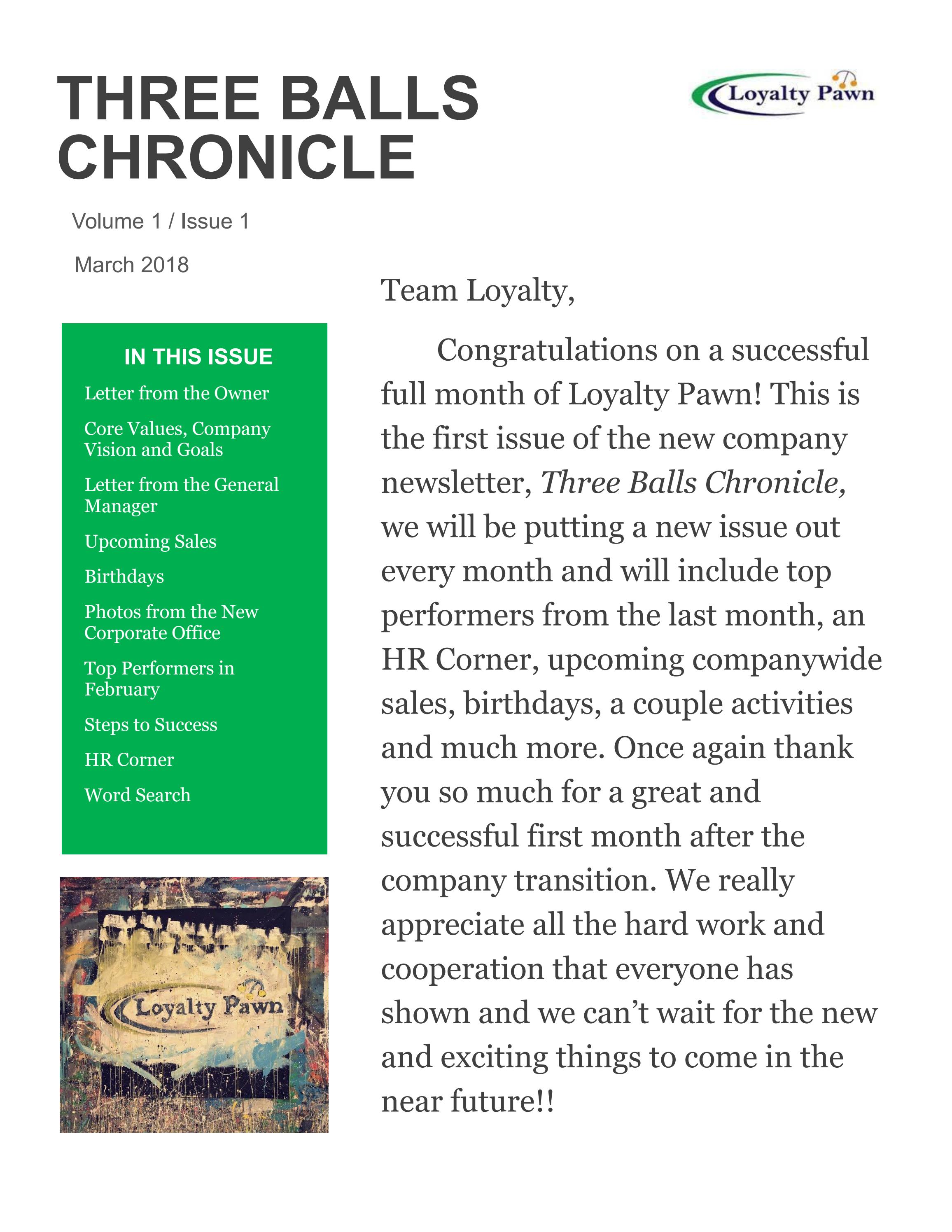 Loyalty Pawn's Three Balls Chronicle Volume 1 Issue 1 by Loyalty Pawn ...