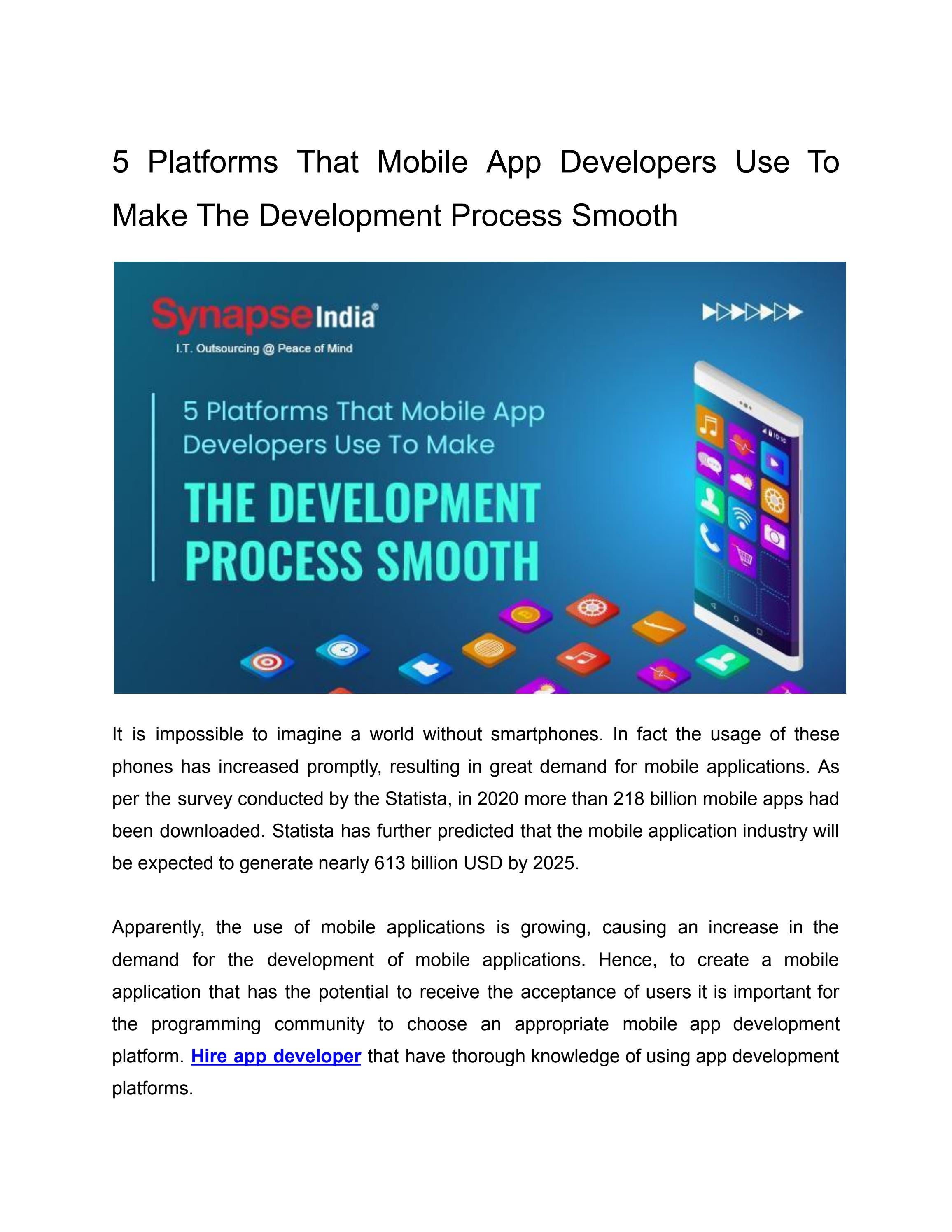5 Platforms That Mobile App Developers Use To Make The Development Process Smooth by ...