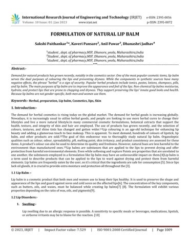 FORMULATION OF NATURAL LIP BALM by IRJET Journal - Issuu