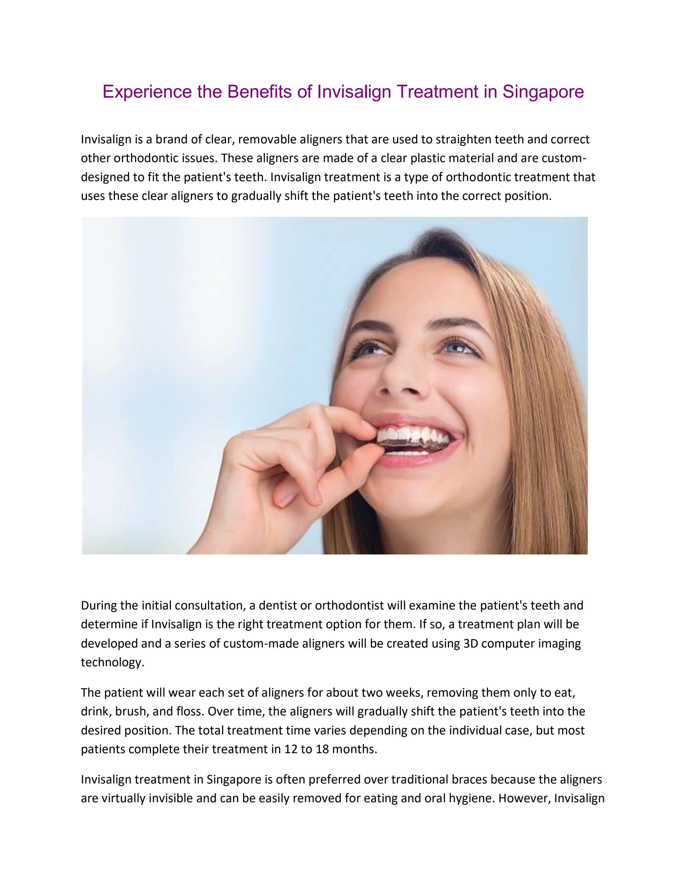 Experience the Benefits of Invisalign Treatment in Singapore by ...