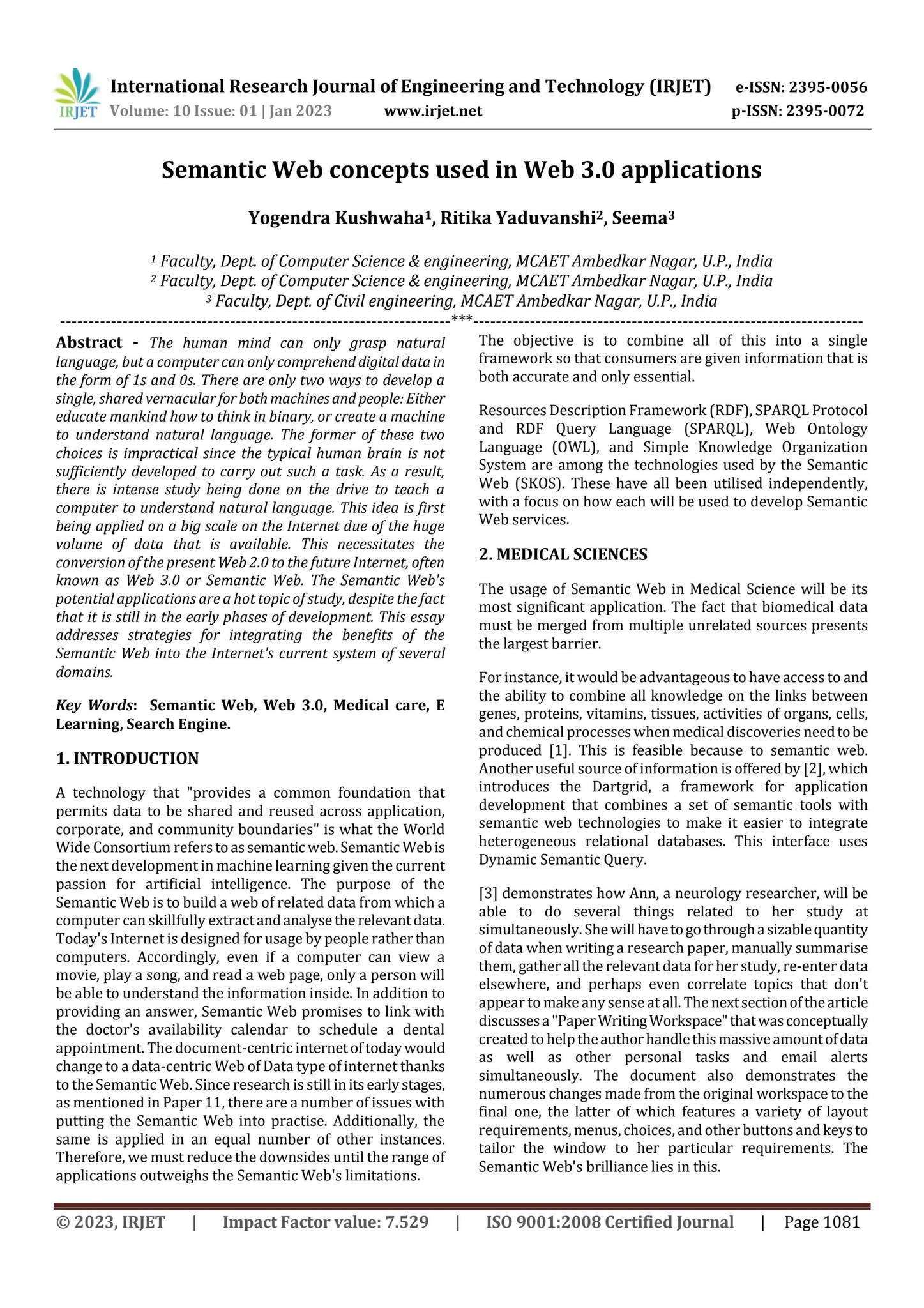 Semantic Web concepts used in Web 3.0 applications by IRJET Journal - Issuu