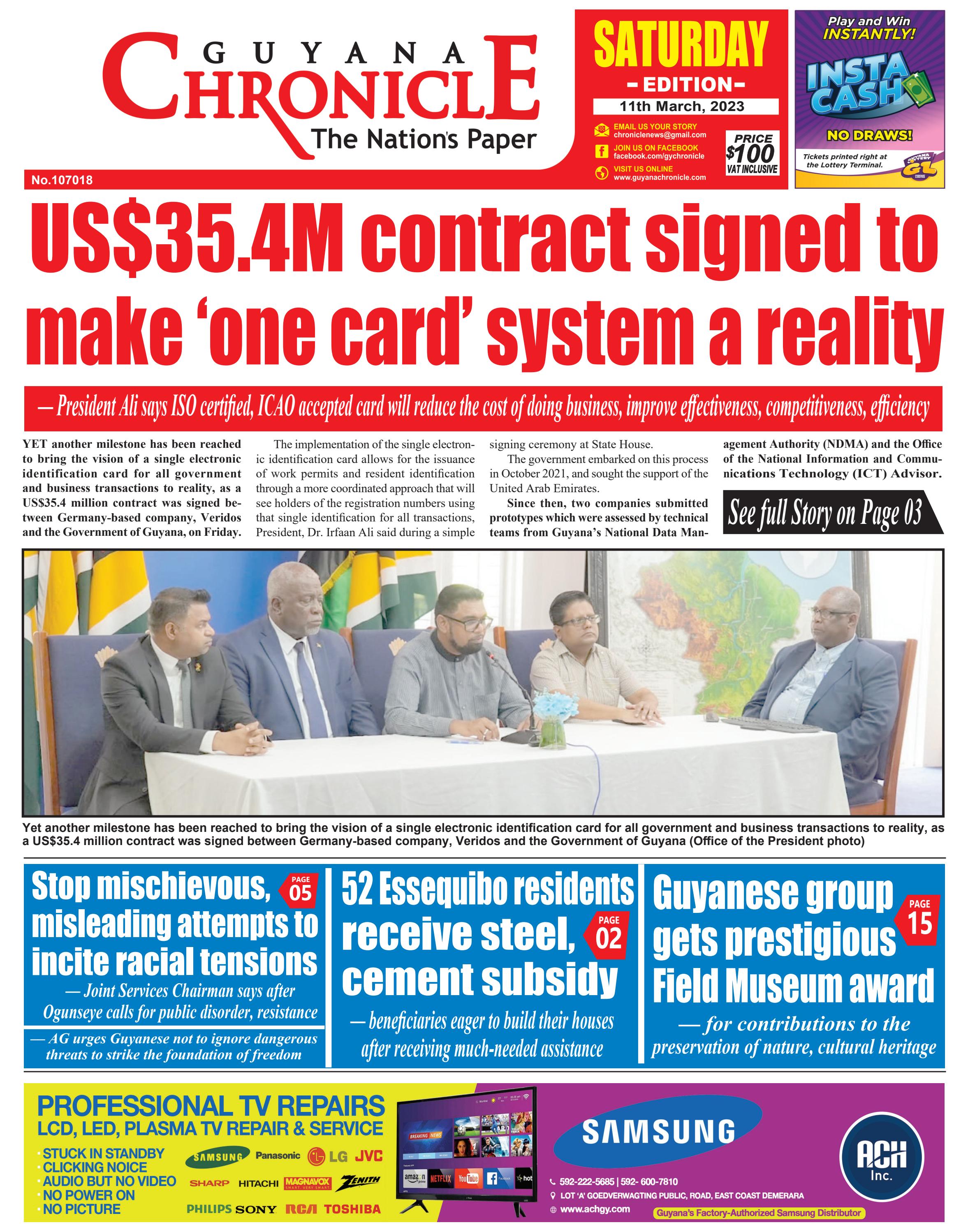 Guyana Chronicle E-Paper 11-03-2023 by Guyana Chronicle - Issuu
