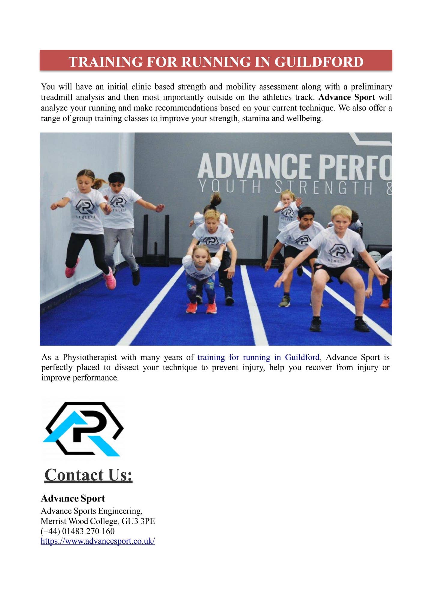 Training For Running in Guildford by Advance Sport - Issuu