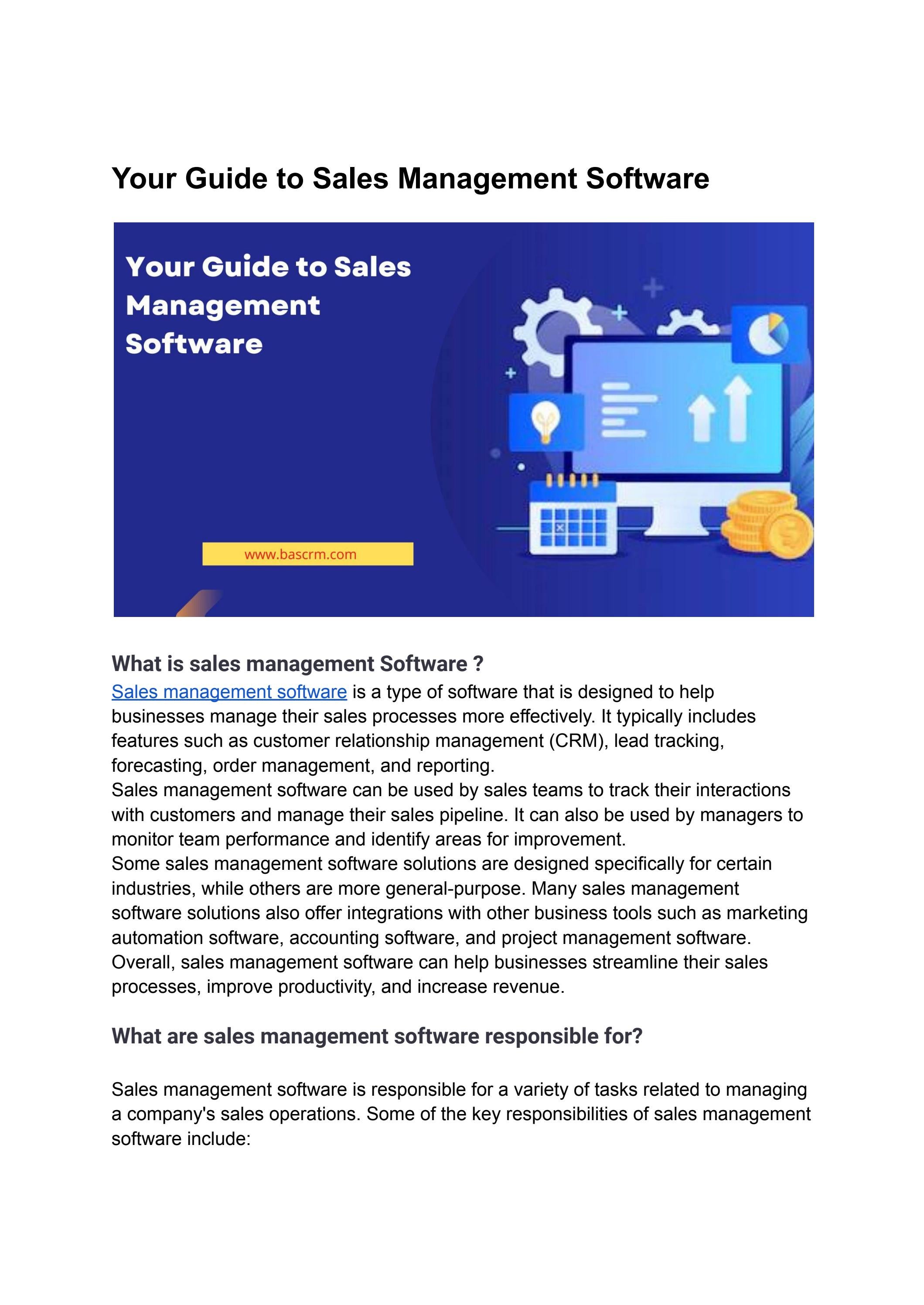 Your Guide To Sales Management Software By Bascrm Issuu