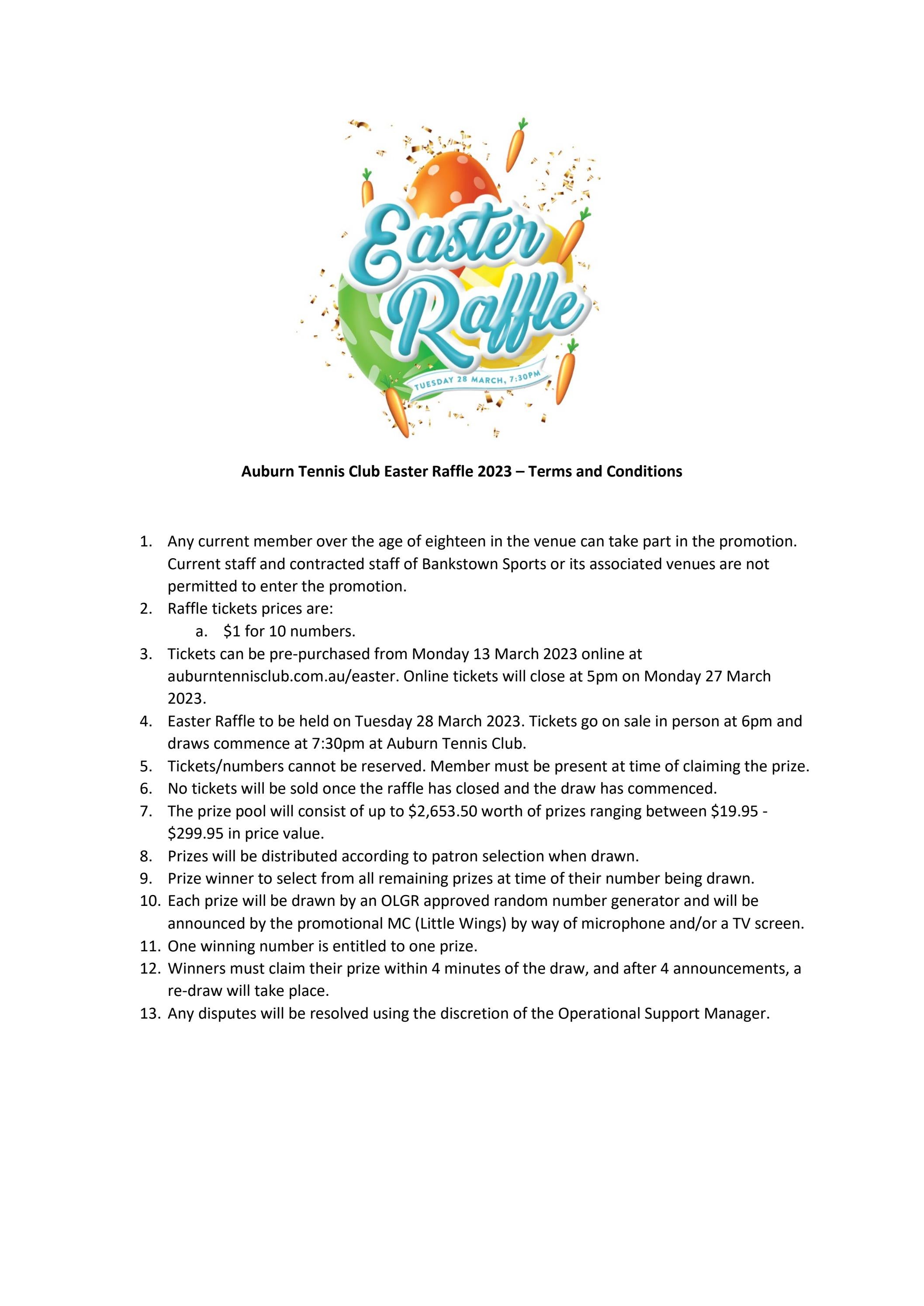 Auburn Tennis Easter Raffle 2023 - Terms & Conditions by Bankstown ...