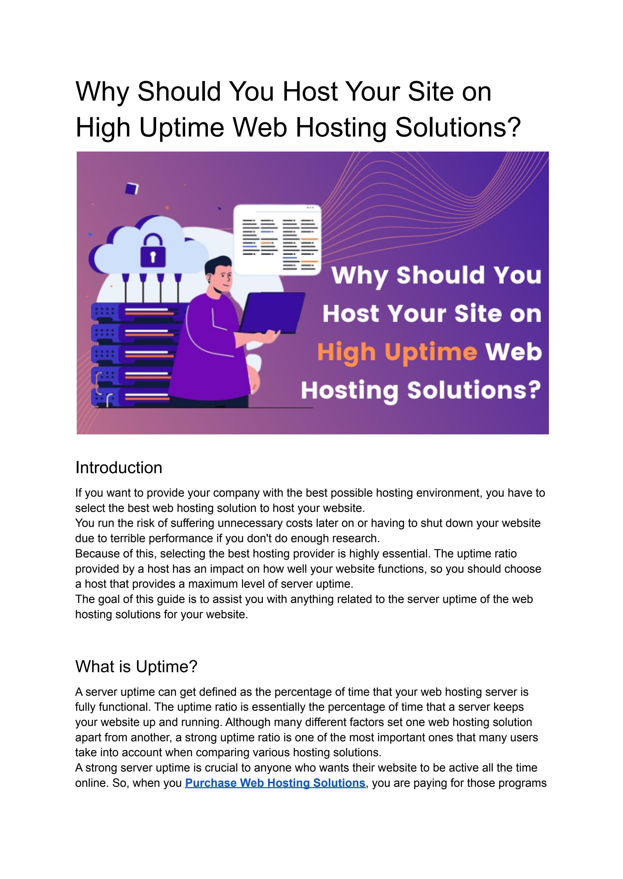 Why Should You Host Your Site on High Uptime Web Hosting Solutions? by ...