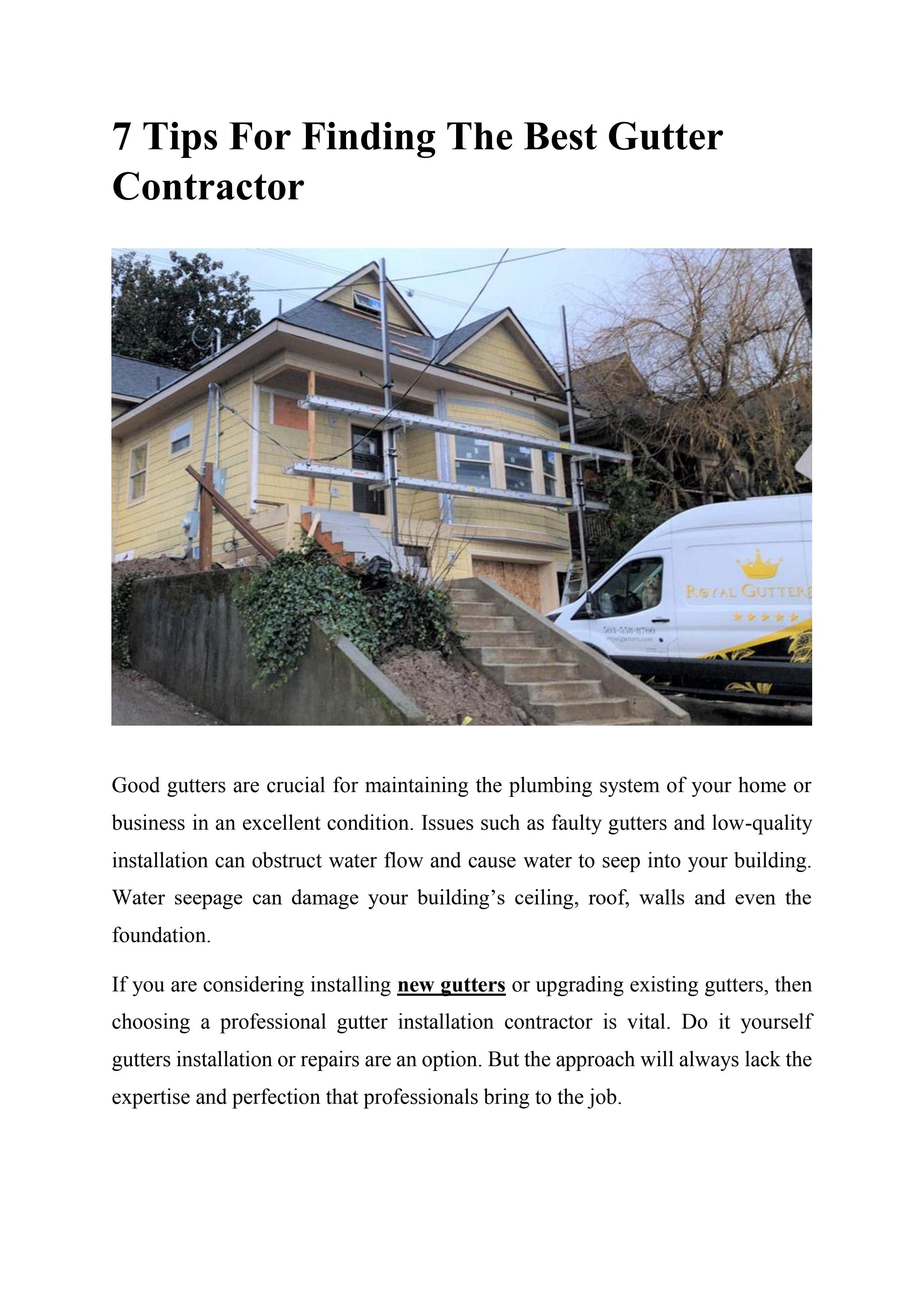 7 Tips For Finding The Best Gutter Contractor by Royal Gutters - Issuu