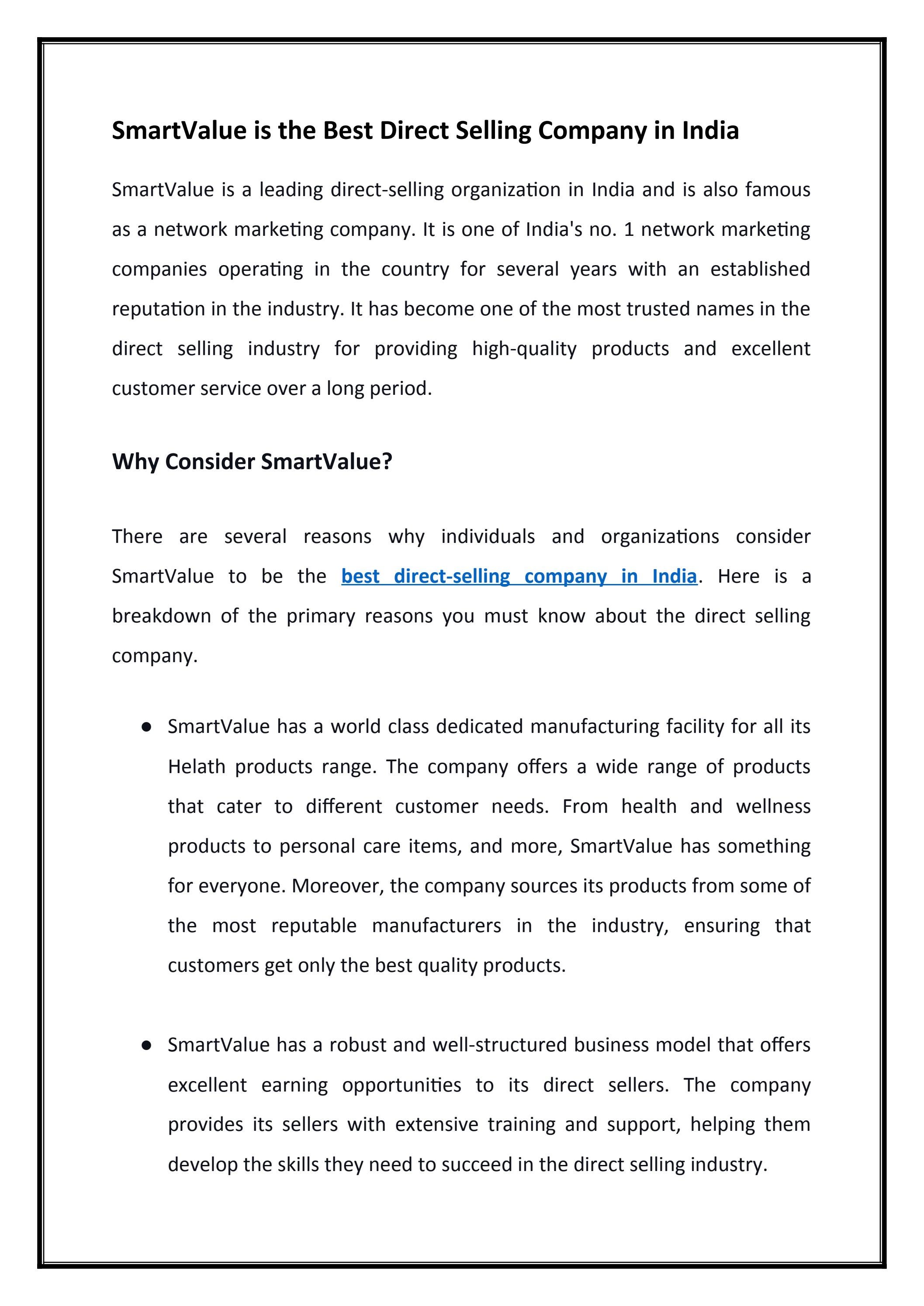SmartValue is the Best Direct Selling Company in India by smartvalue ...
