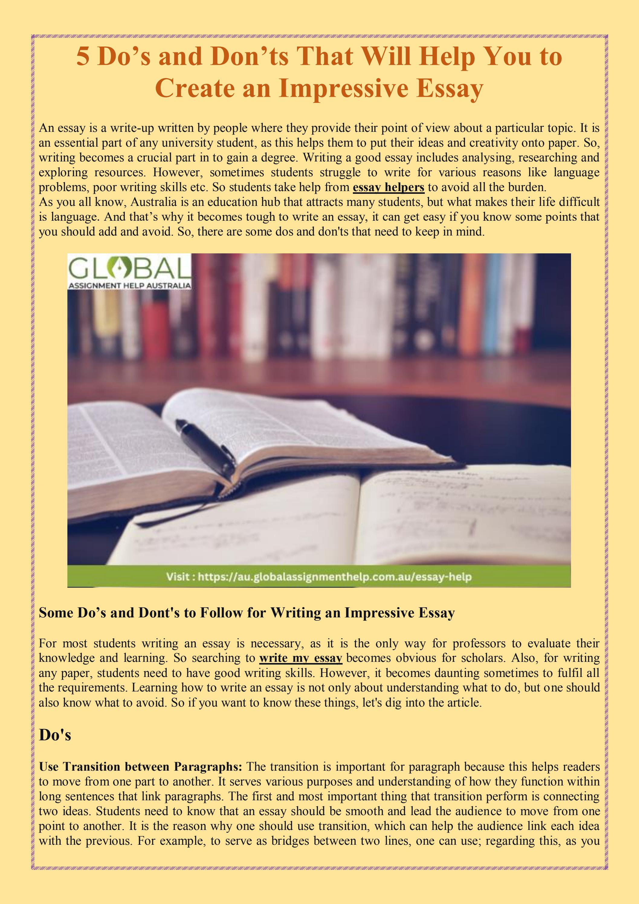 5 Do’s and Don’ts That Will Help You to Create an Impressive Essay by ...