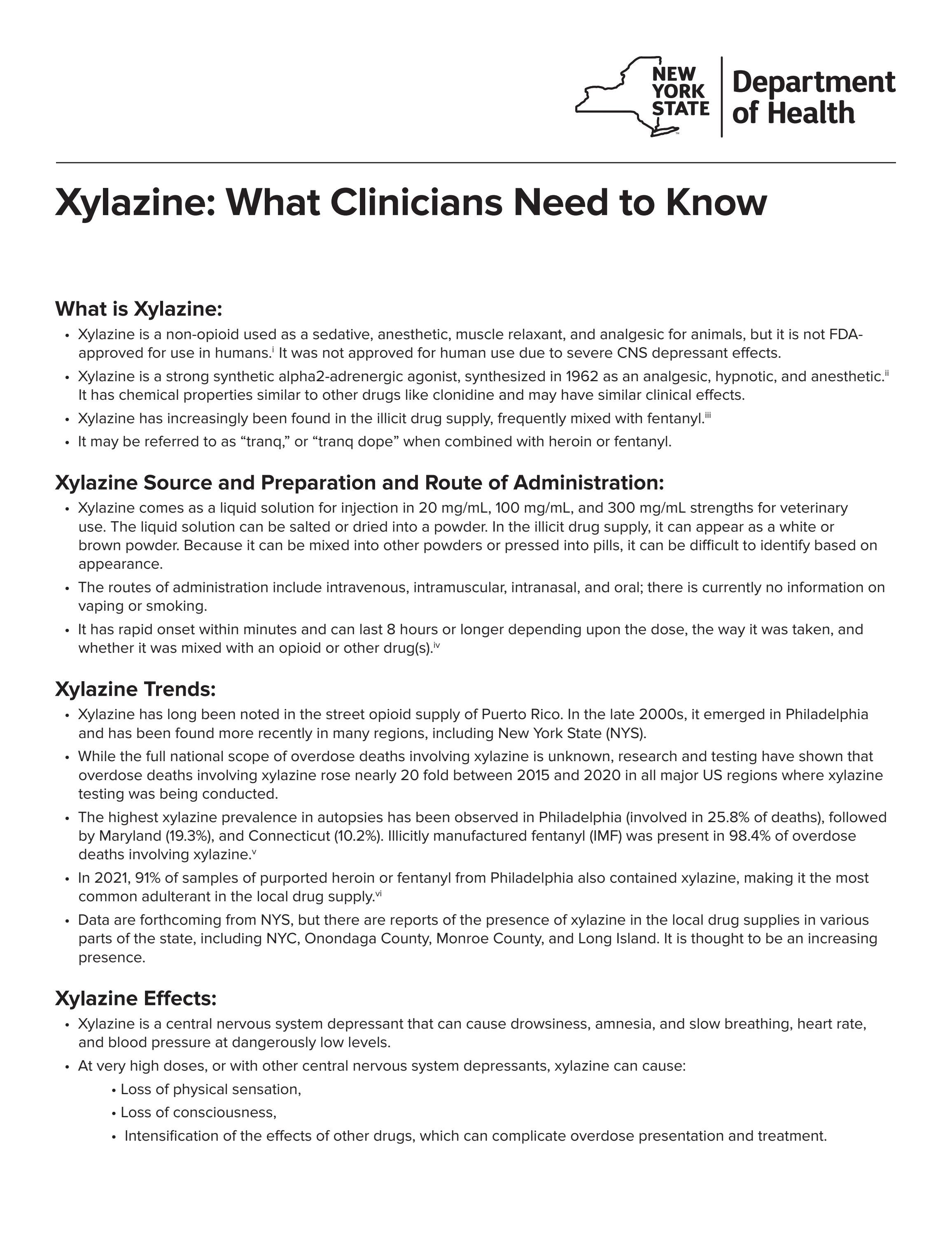 New York Department of Health Xylazine Fact Sheet by nextdistro - Issuu