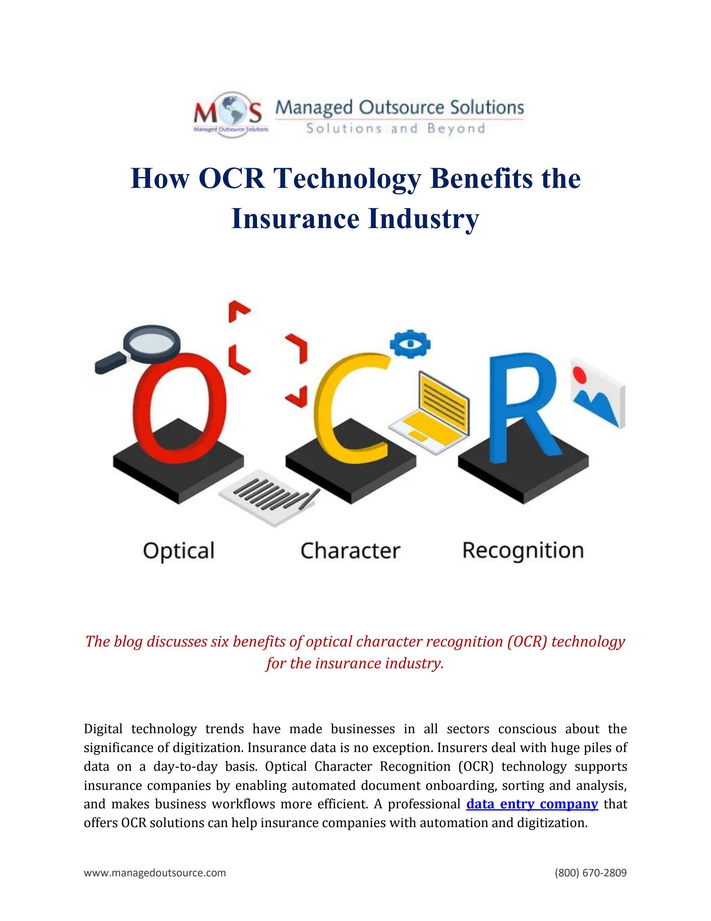 How OCR Technology Benefits the Insurance Industry by Managed Outsource Solutions - Issuu