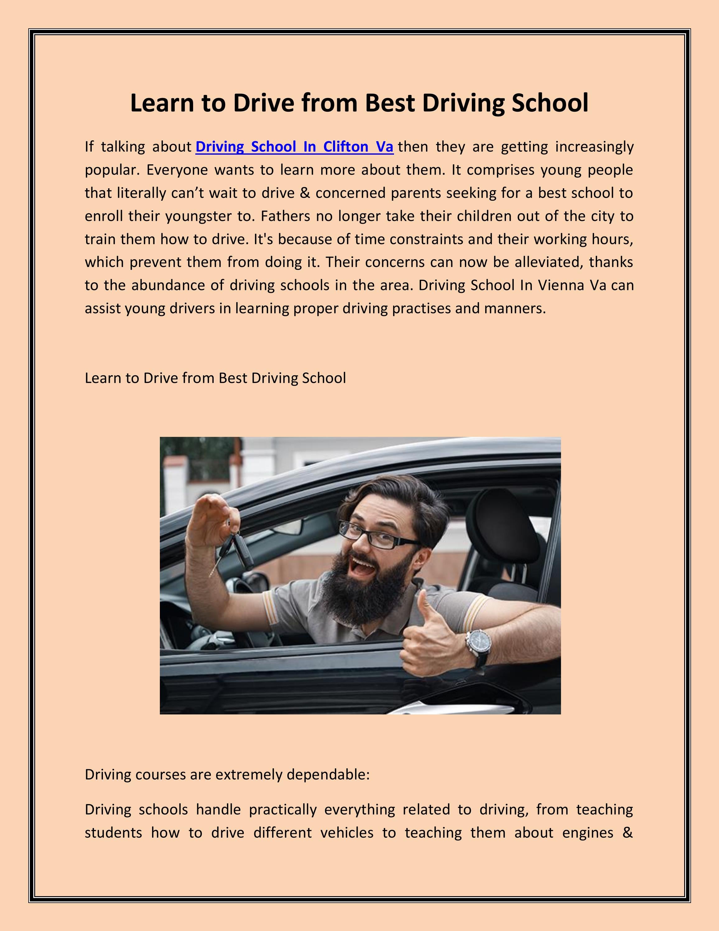 Learn to Drive from Best Driving School by drivingschoolvausa - Issuu