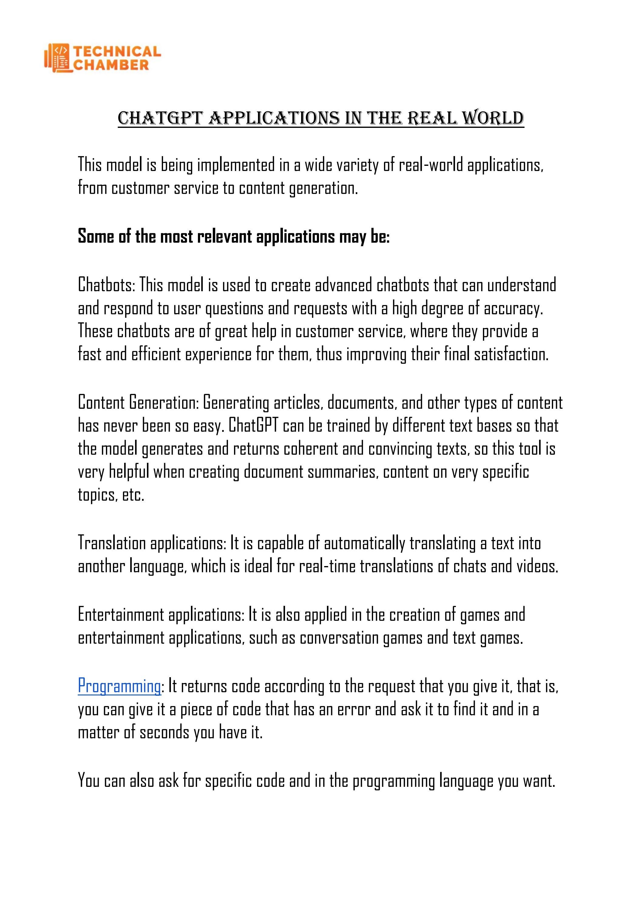 ChatGPT applications in the real world |Technical Chamber by Adequate ...