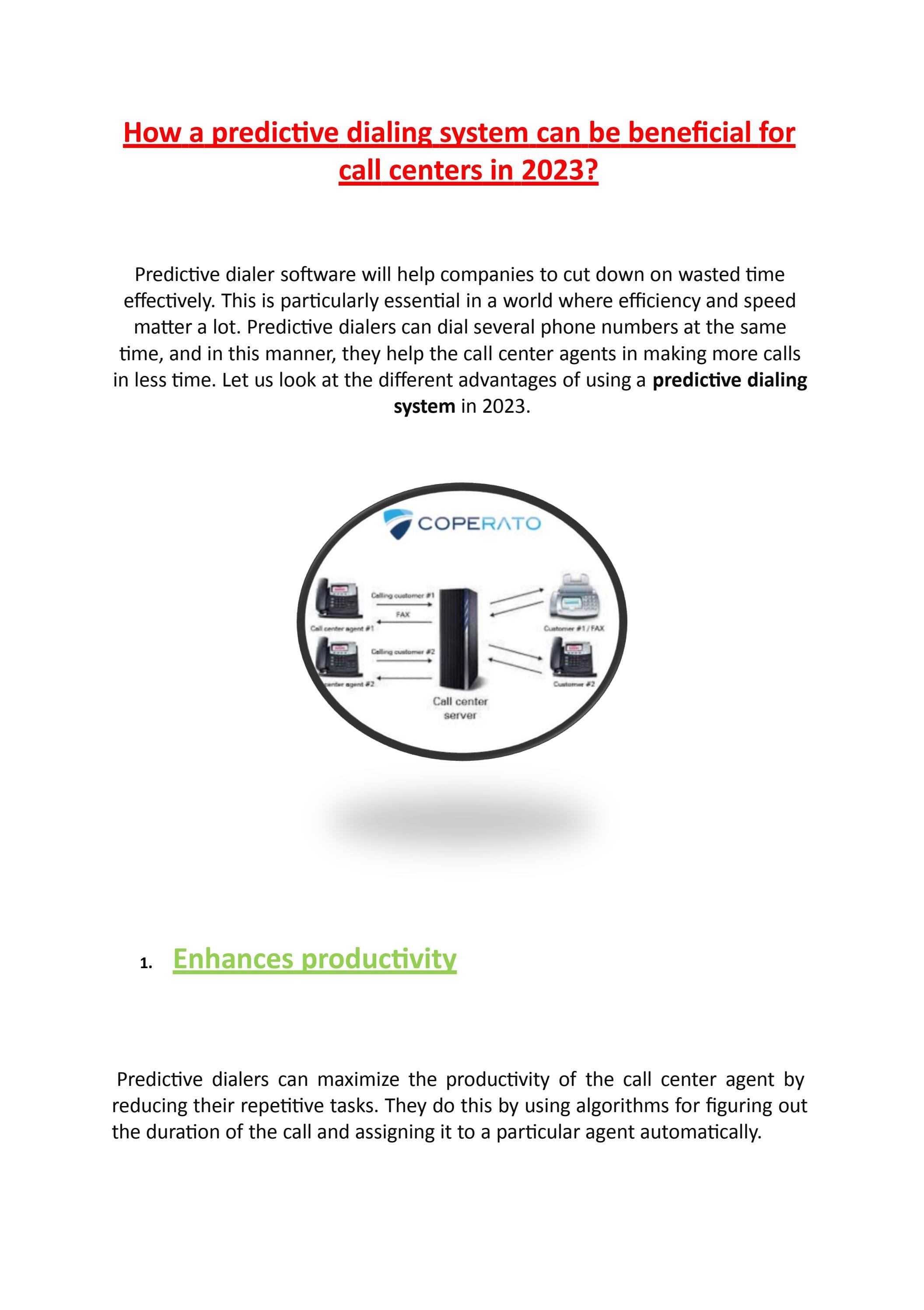 How a predictive dialing system can be beneficial for call centers in ...