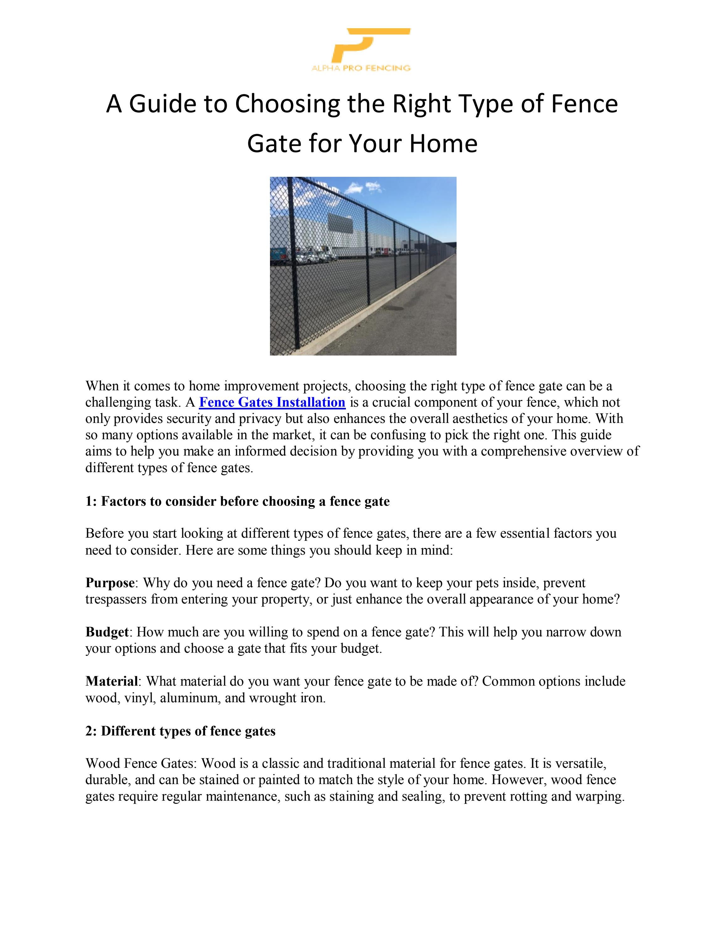 A Guide to Choosing the Right Type of Fence Gate for Your Home by karan ...