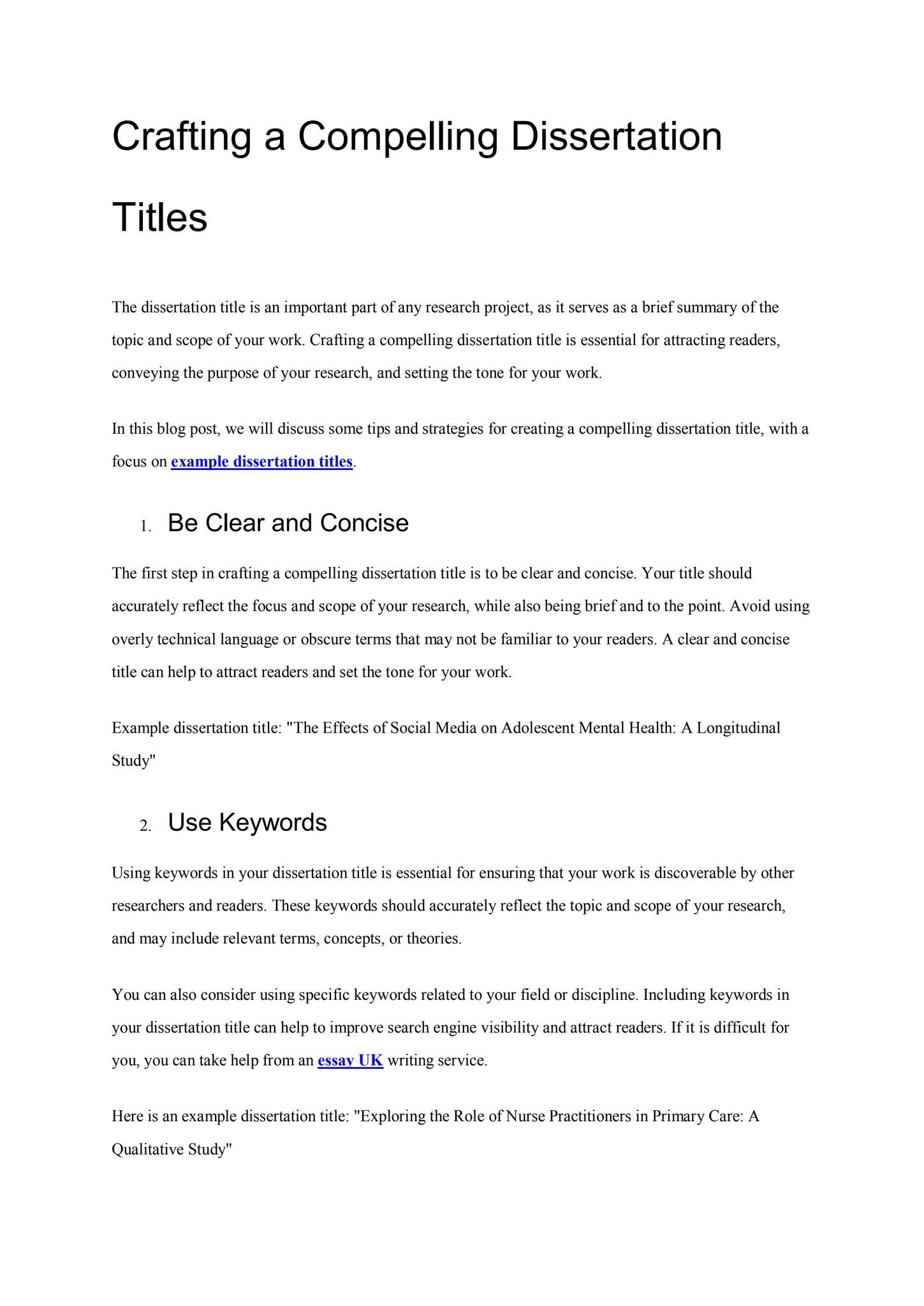 Crafting a Compelling Dissertation Titles by Essays UK | The Best Essay ...