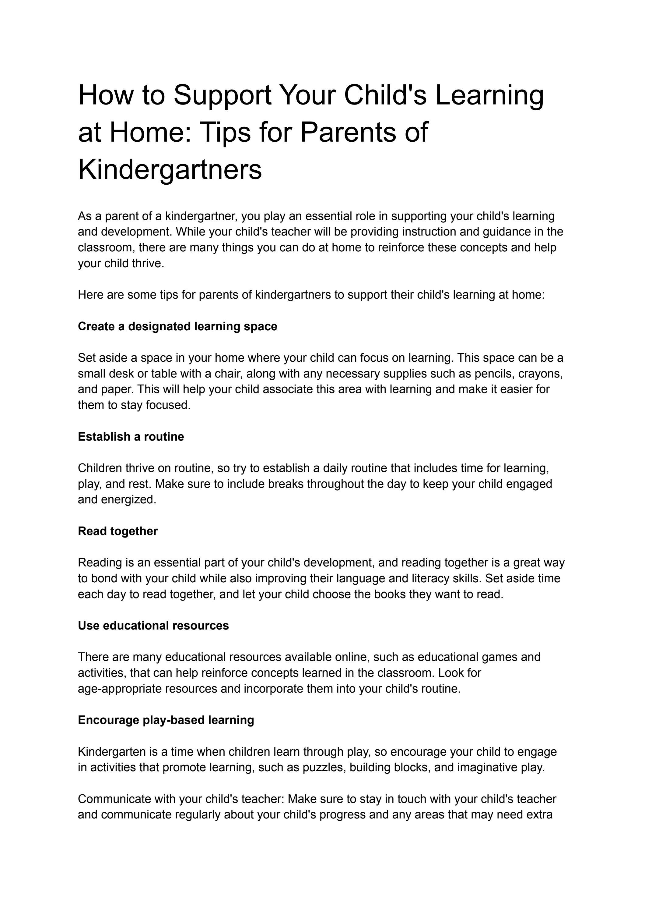 Tips For Parents To Support Your Child s Learning At Home By