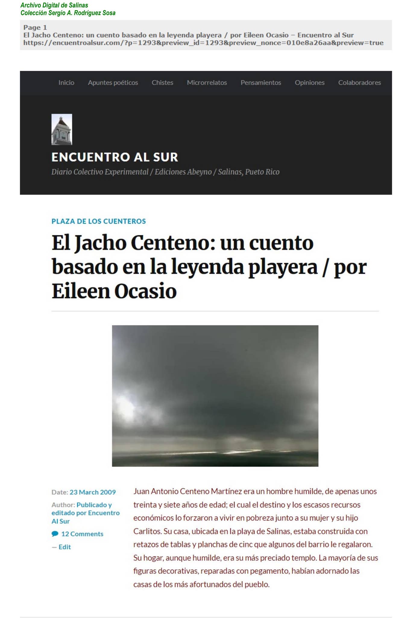 El Jacho Centeno: cuento por Eileen Lebrón Ocasio by Archivo Digital de ...