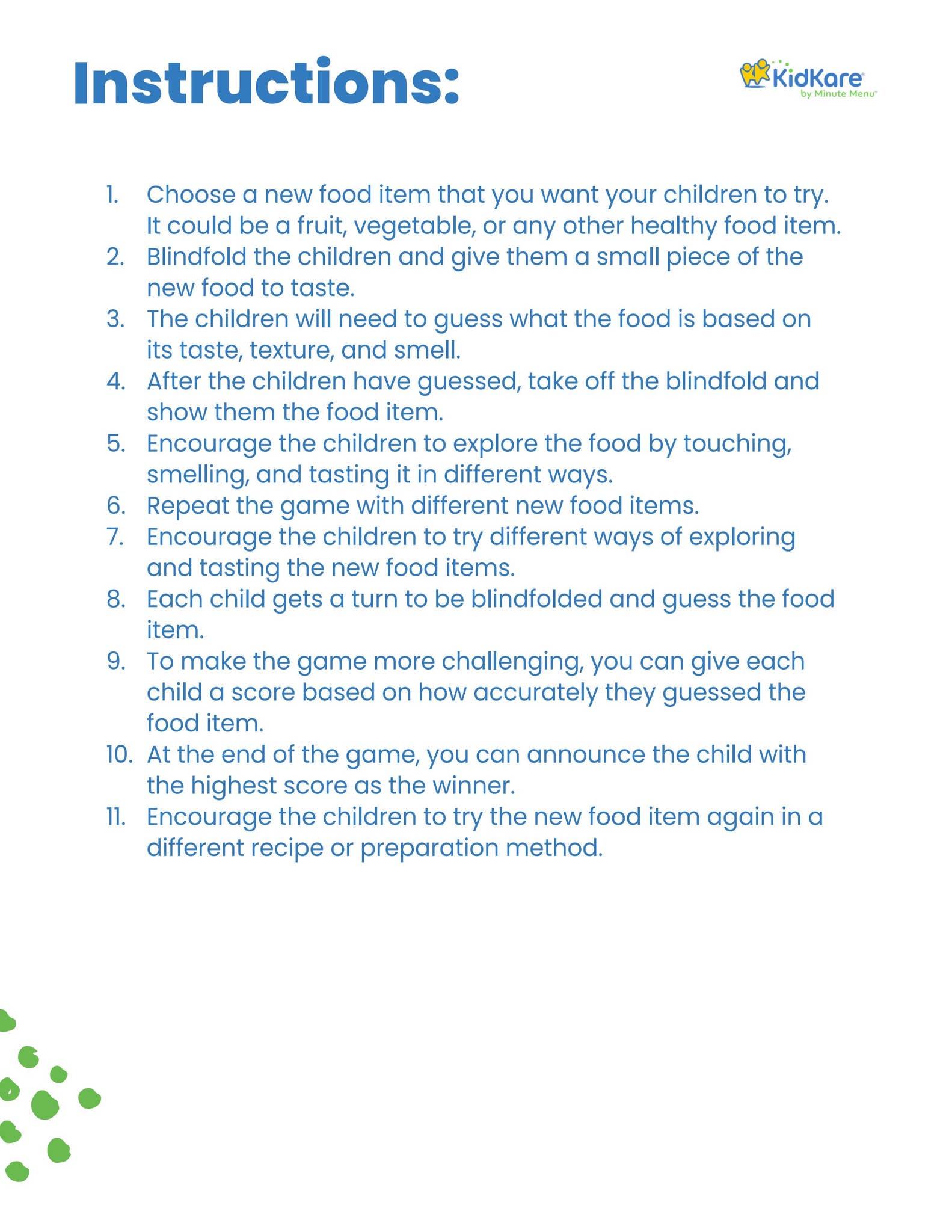 Food Exploration Activity by KidKare by Minute Menu - Issuu