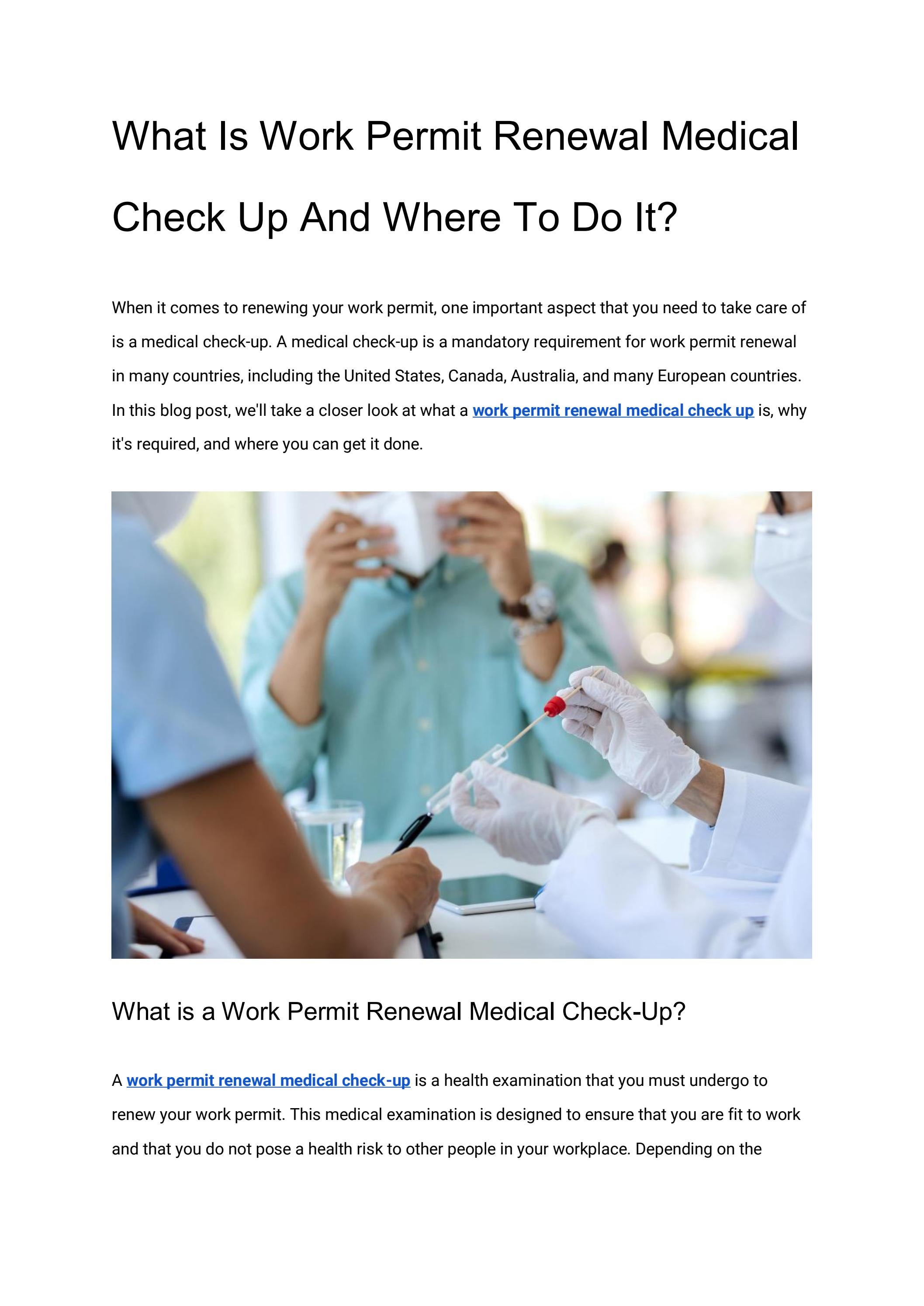 What Is Work Permit Renewal Medical Check Up And Where To Do It? by Acu ...