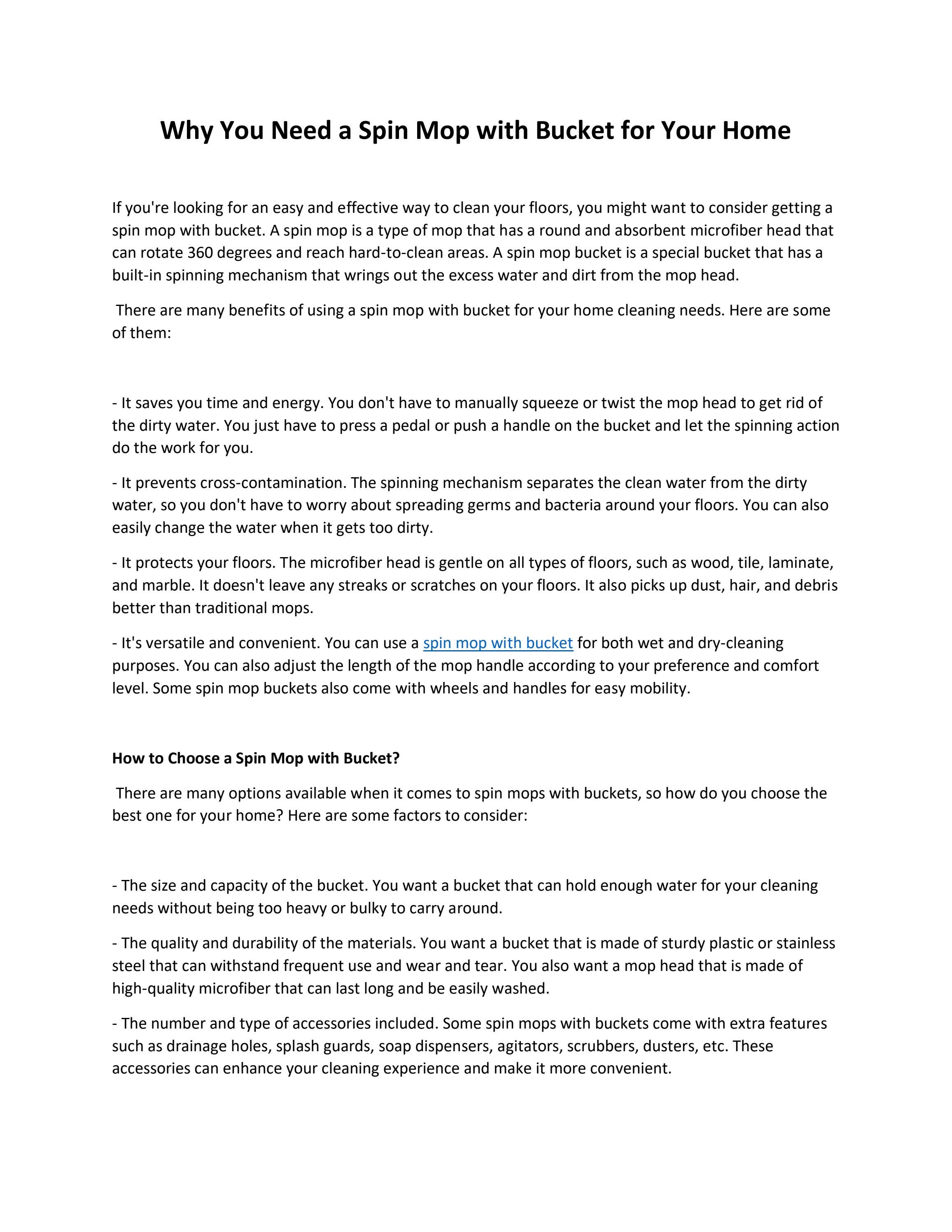 Why You Need a Spin Mop with Bucket for Your Home by cyclomop - Issuu