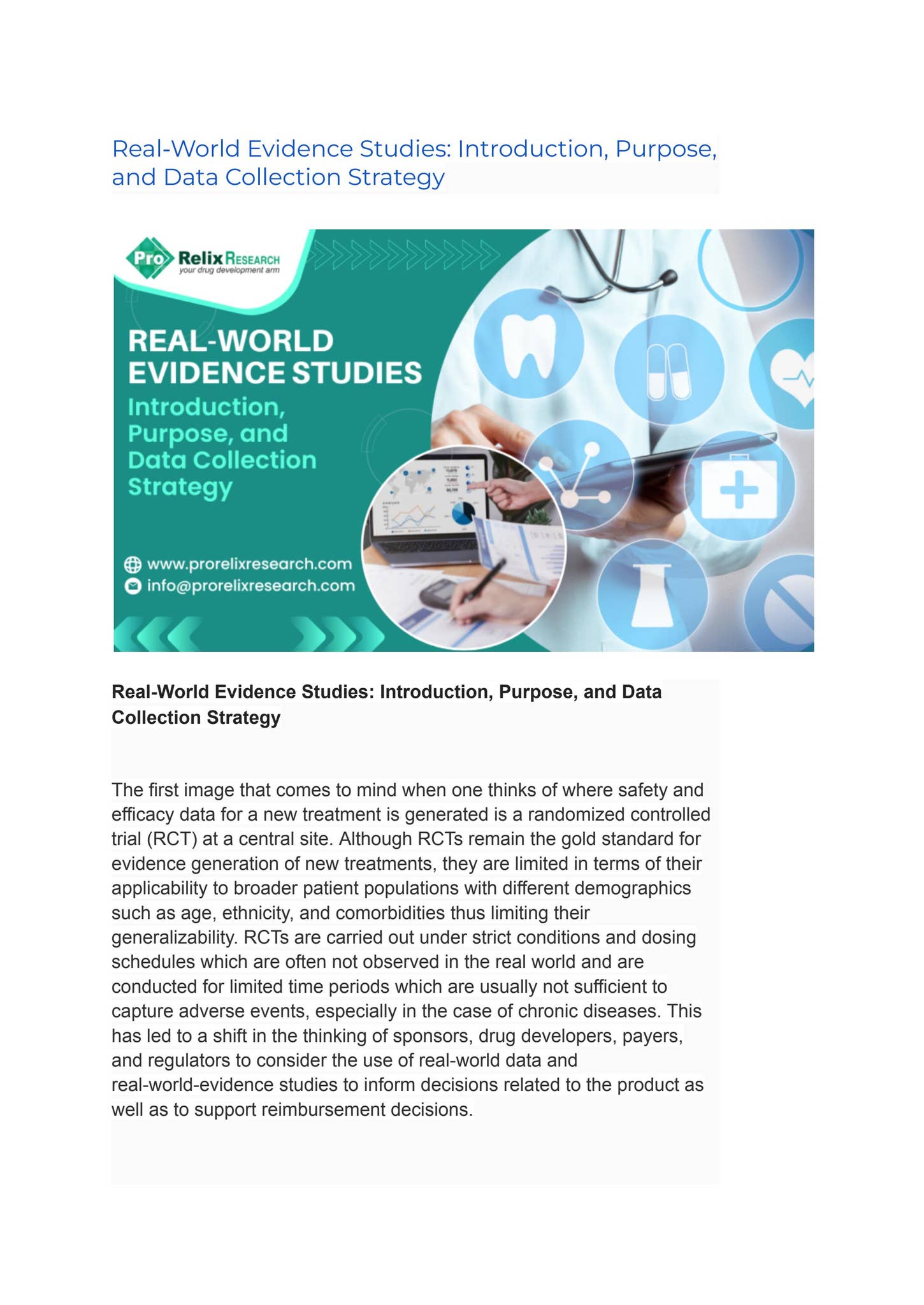 Real-World Evidence Studies: Introduction, Purpose, and Data Collection ...