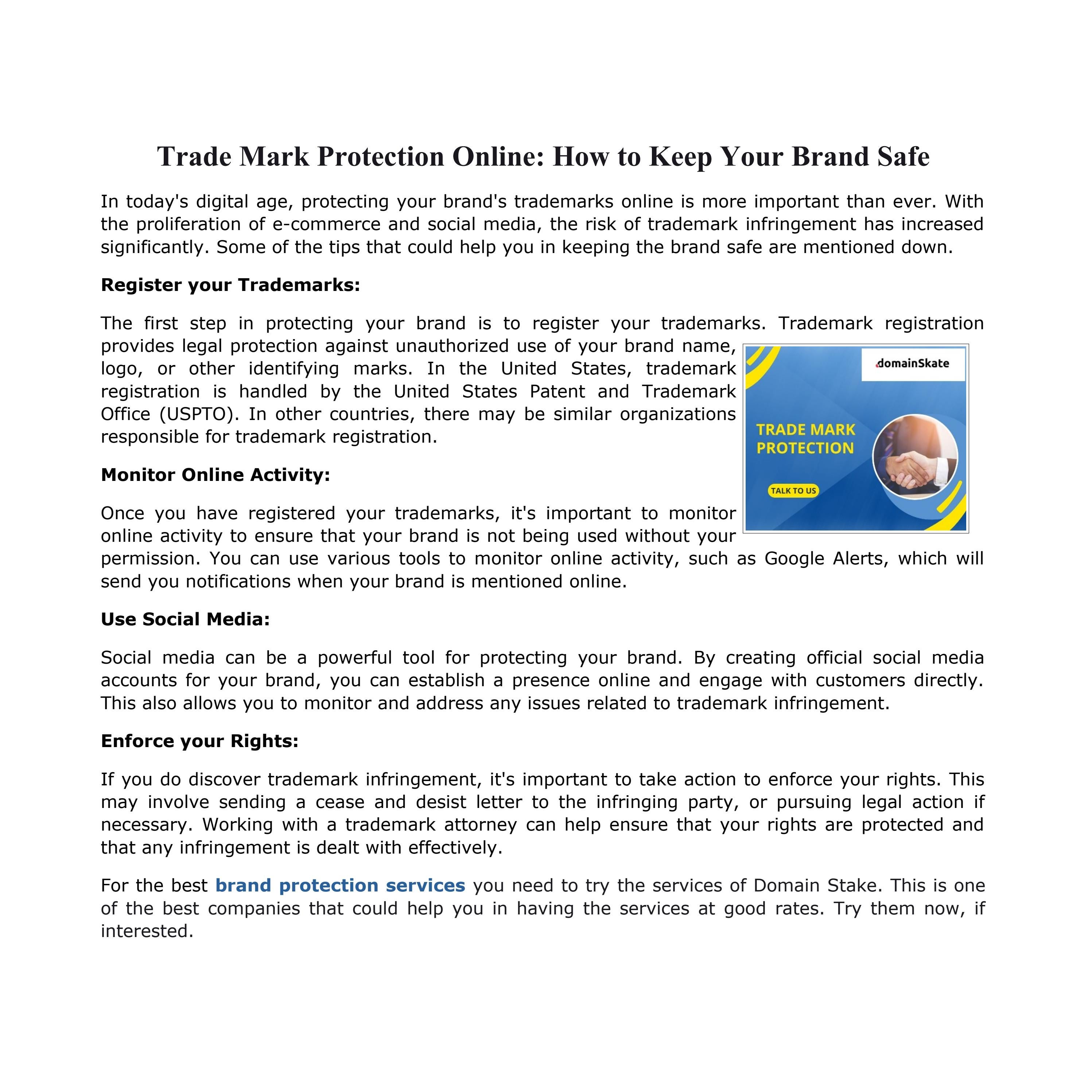 Trade Mark Protection Online -How to Keep Your Brand Safe by ...