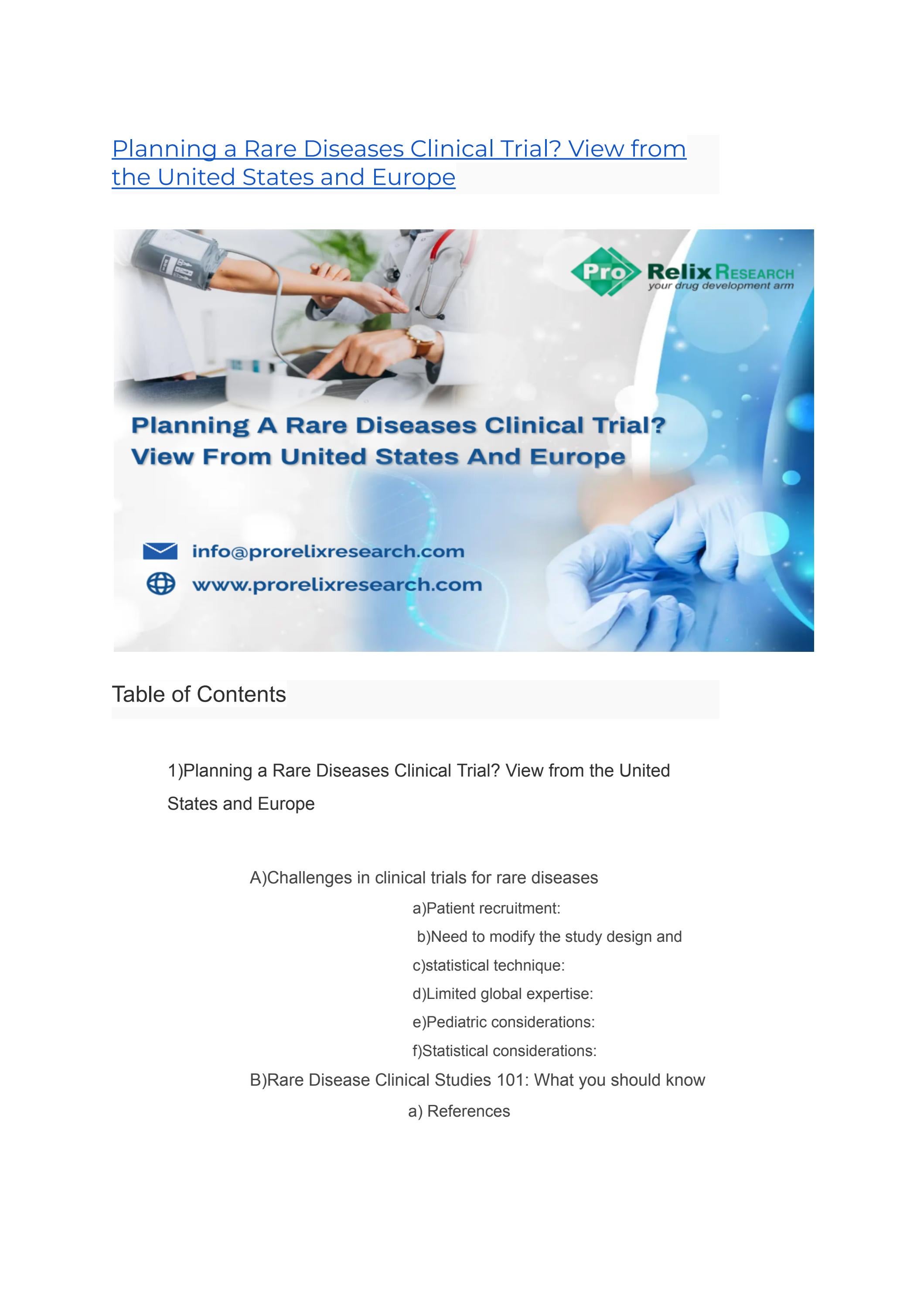 Planning a Rare Diseases Clinical Trial? View from the United States ...