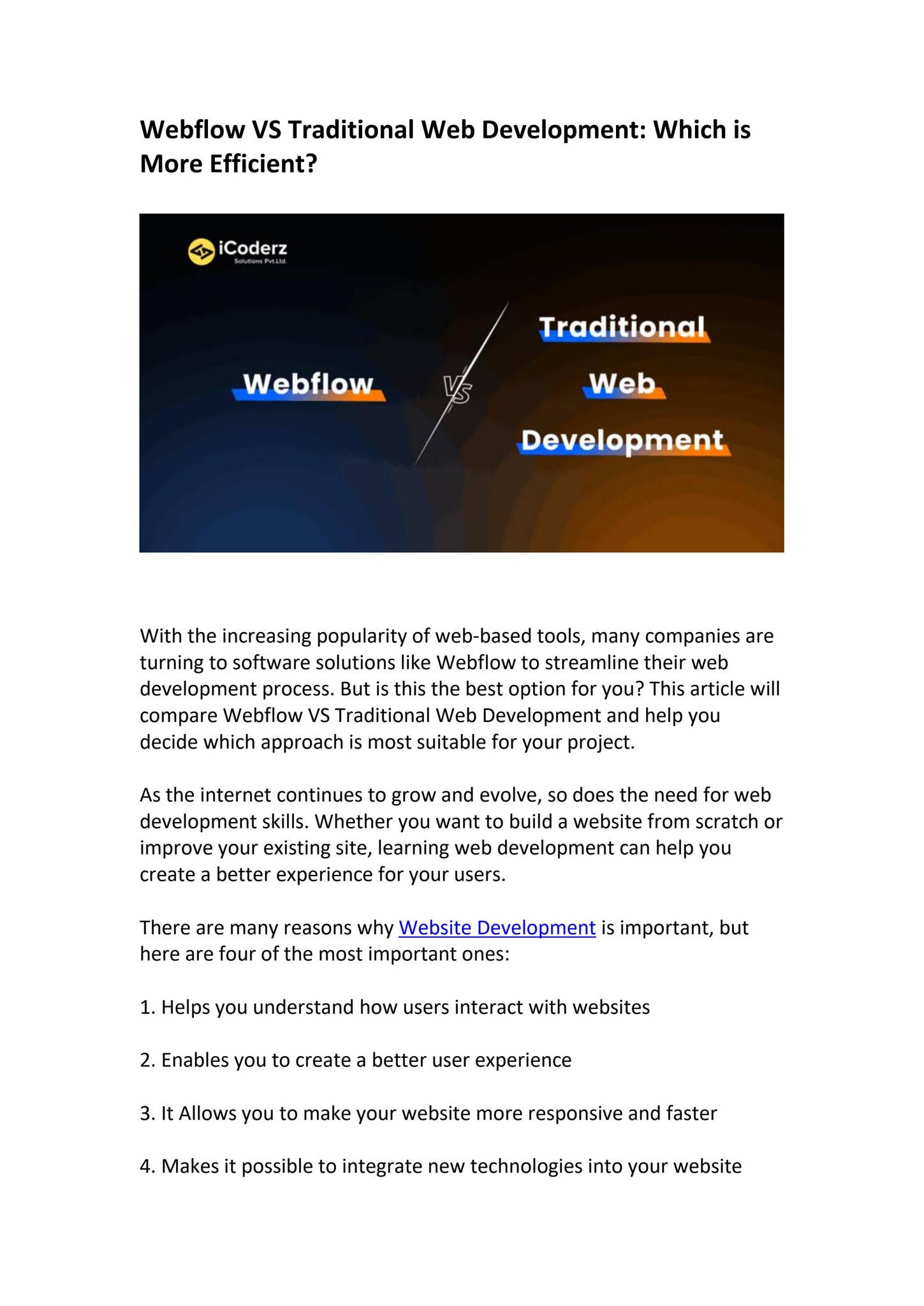 Webflow VS Traditional Web Development: Which is More Efficient? by iCoderz Solutions - Issuu