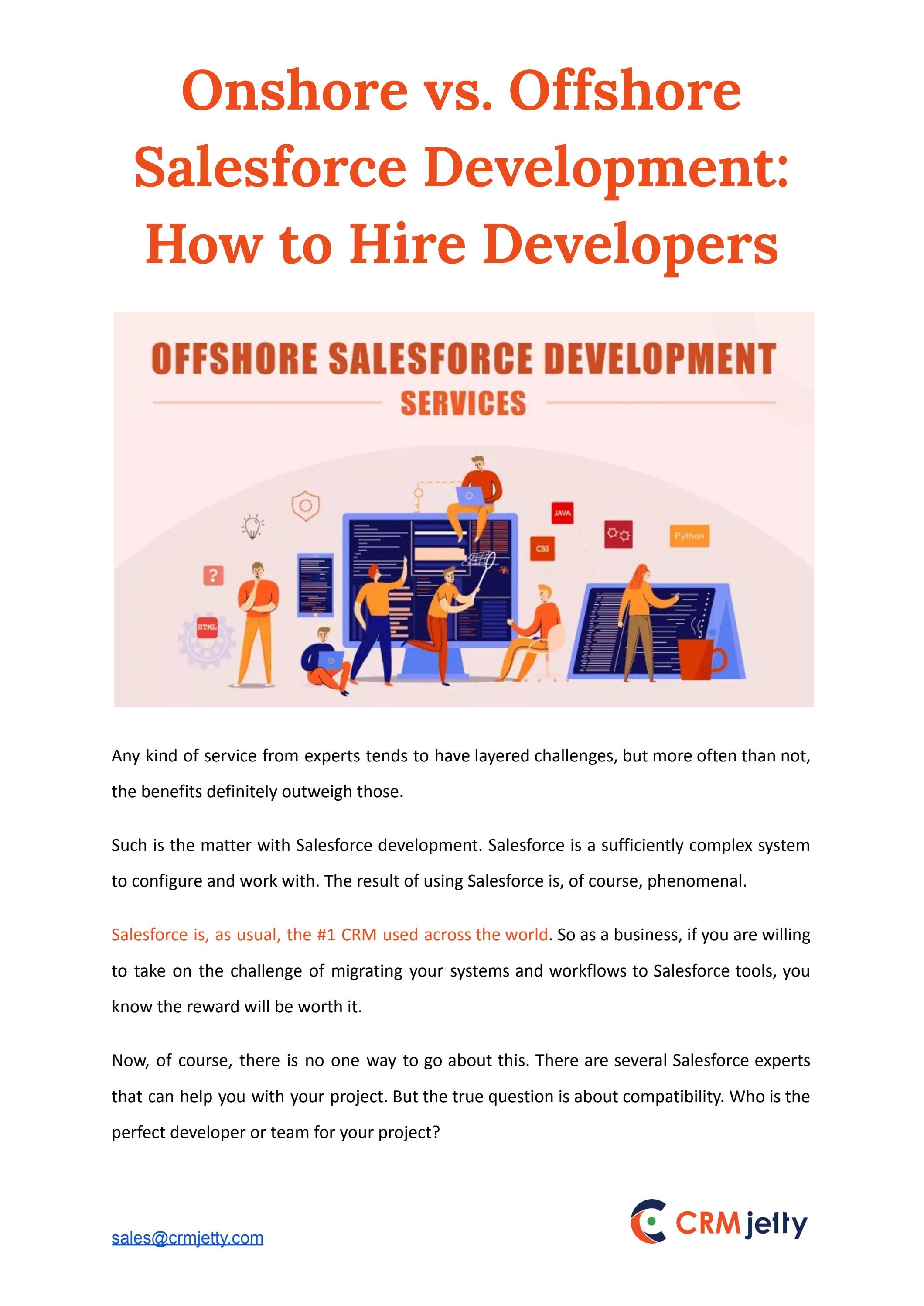 Onshore vs. Offshore Salesforce Development: How to Hire Developers by CRMJetty - Issuu