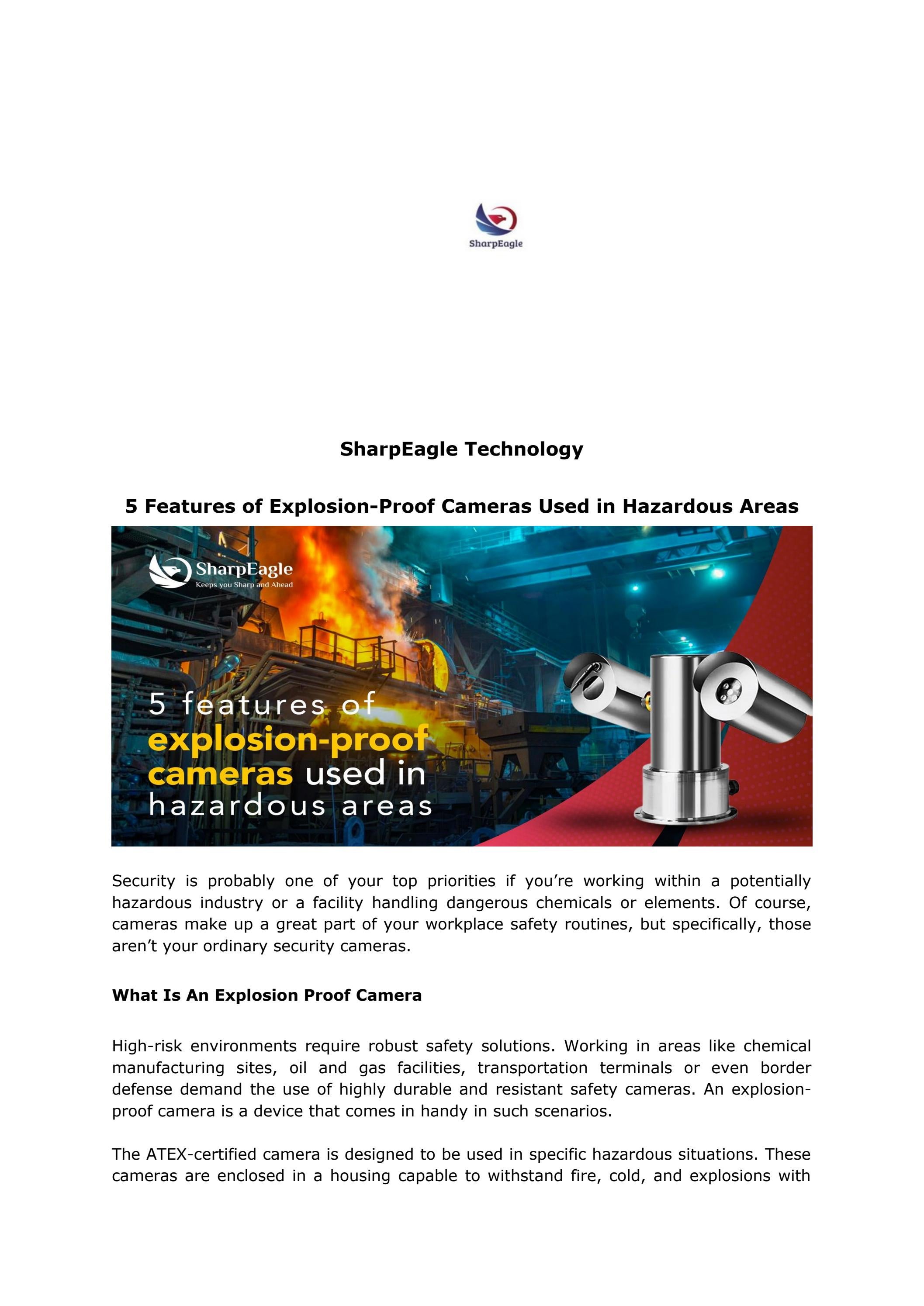 5 Features of Explosion-Proof Cameras Used in Hazardous Areas by SharpEagle Technology - Issuu