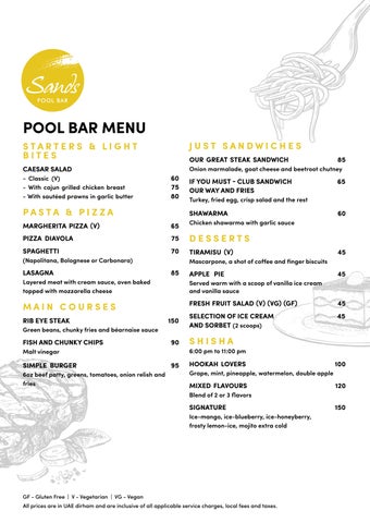 Sands Pool Bar Menu by Yas Plaza Hotels - Issuu