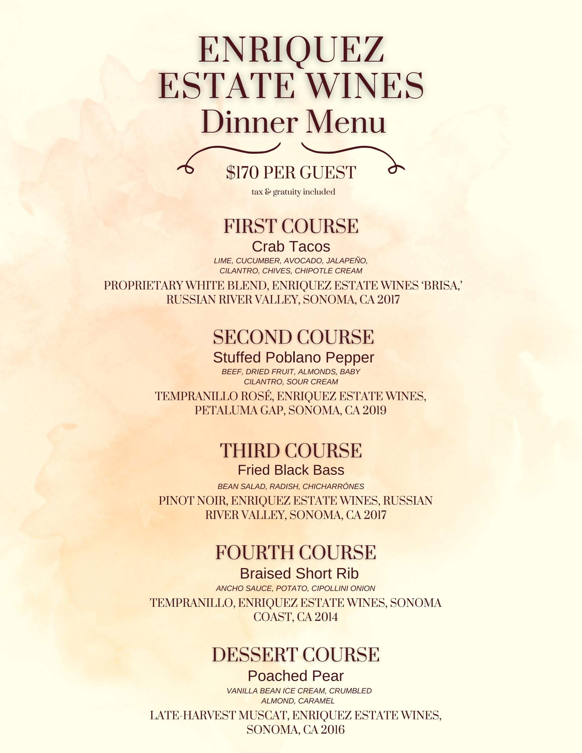 Enriquez Estate Wines Dinner Menu 2023 by Derek Brown - Issuu