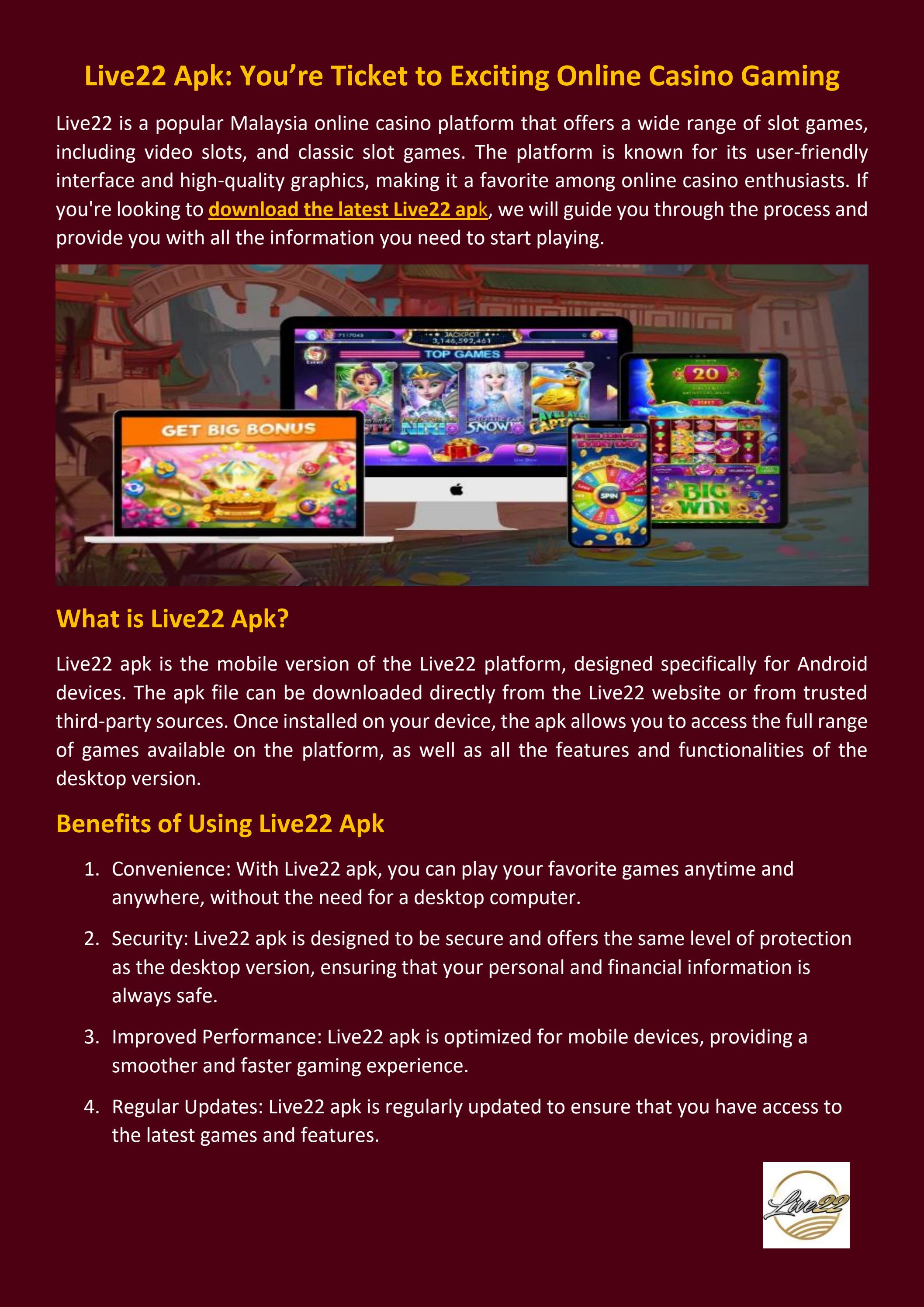 Live22 Apk You’re Ticket to Exciting Online Casino Gaming by ...