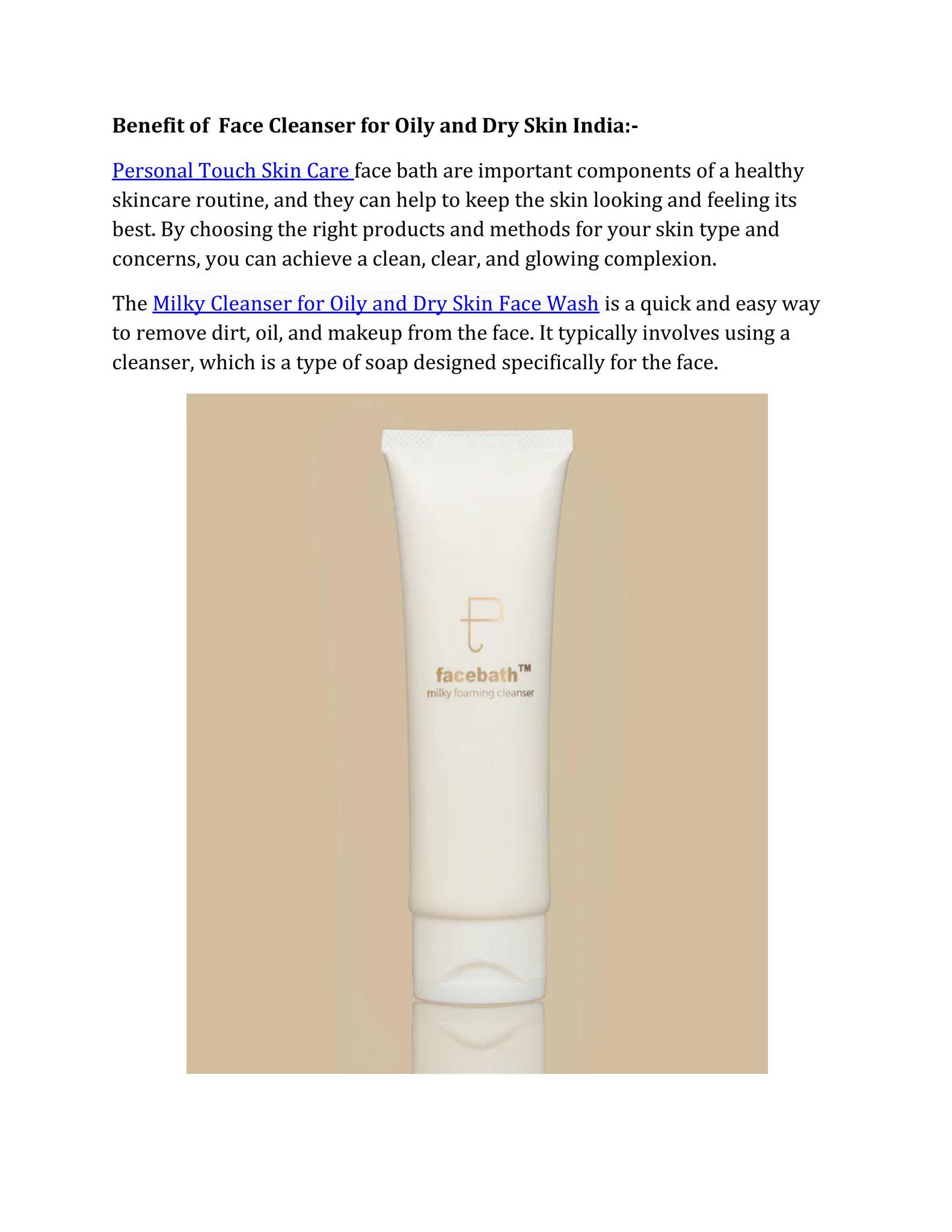 Benefit of Face Cleanser for Oily and Dry Skin India by ...