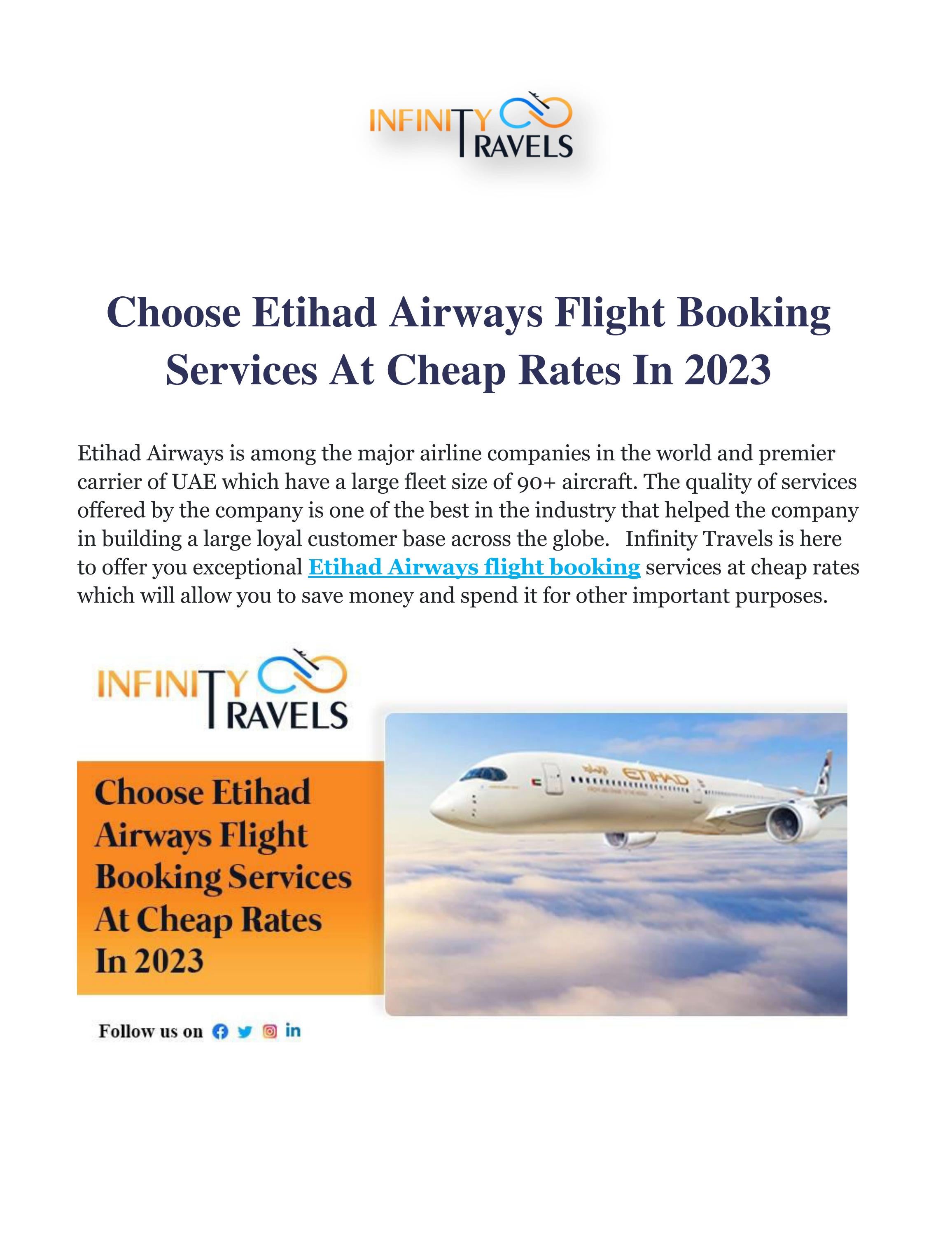 Choose Etihad Airways Flight Booking Services At Cheap Rates In 2023 by ...