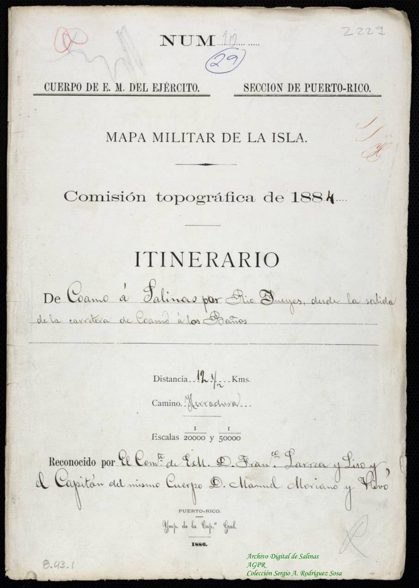 Mapa militar de la Isla: Itinerario de Coamo a Salinas por Río Jueyes ...