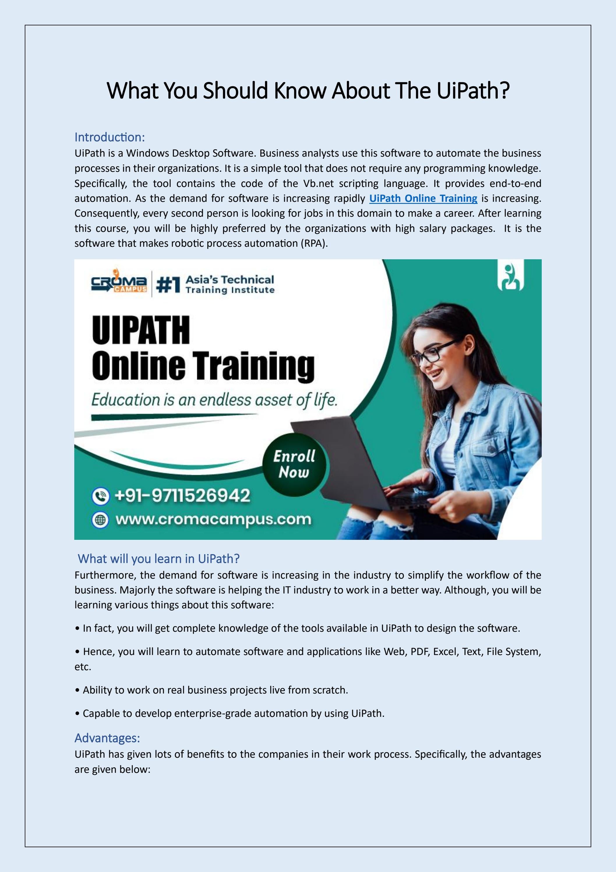 What You Should Know About The UiPath? by cromacampuseducation - Issuu