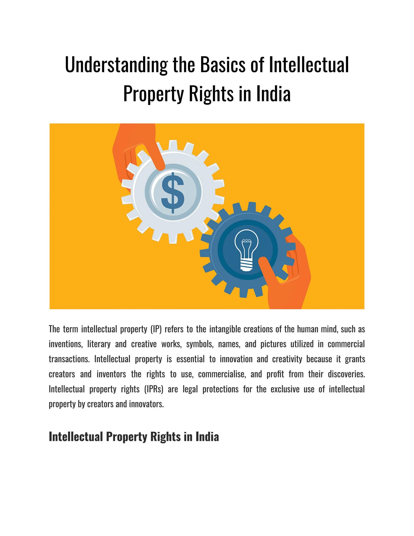 Understanding the Basics of Intellectual Property Rights in India by SL ...