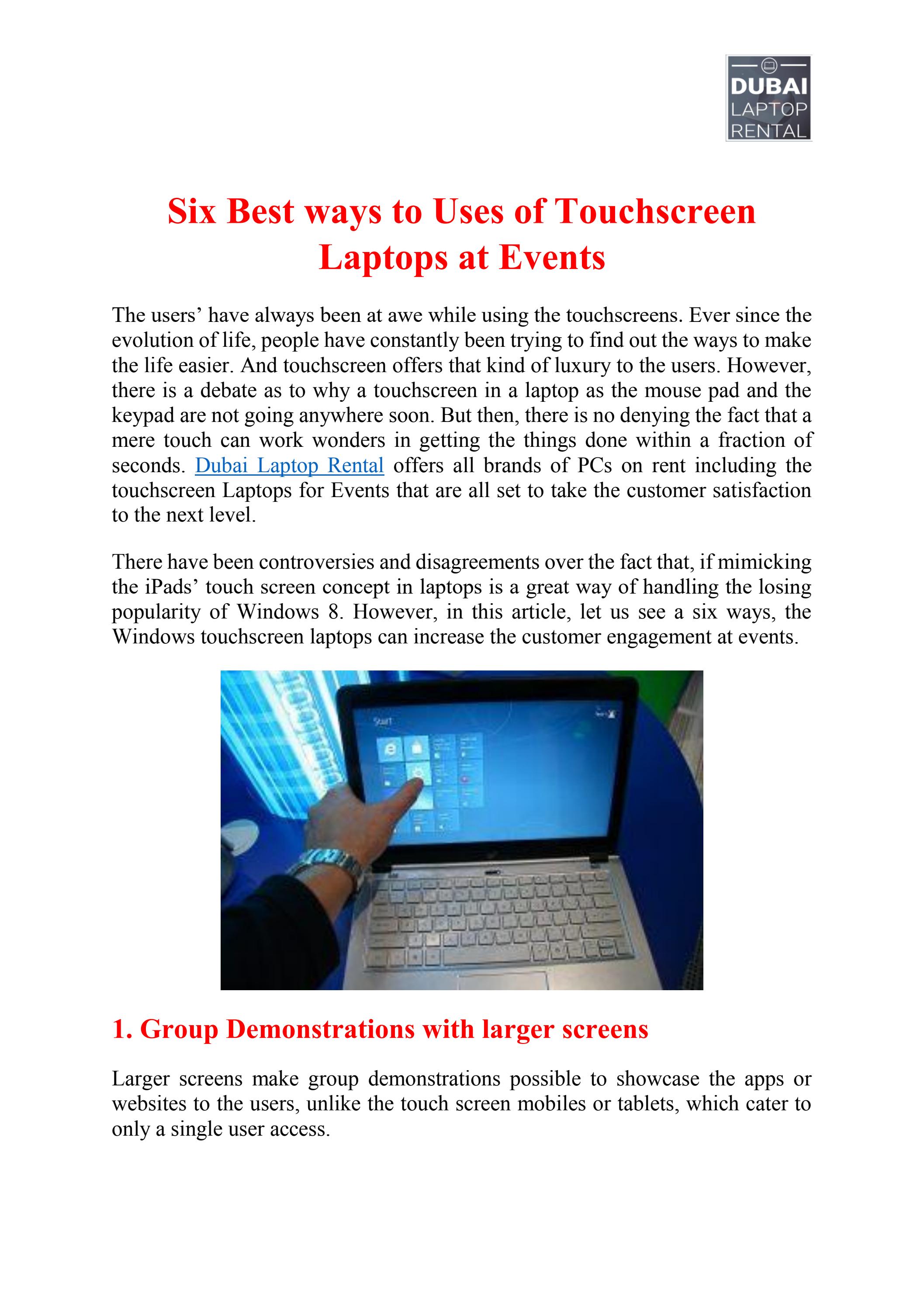 Six Best ways to Uses of Touchscreen Laptops at Events by ...