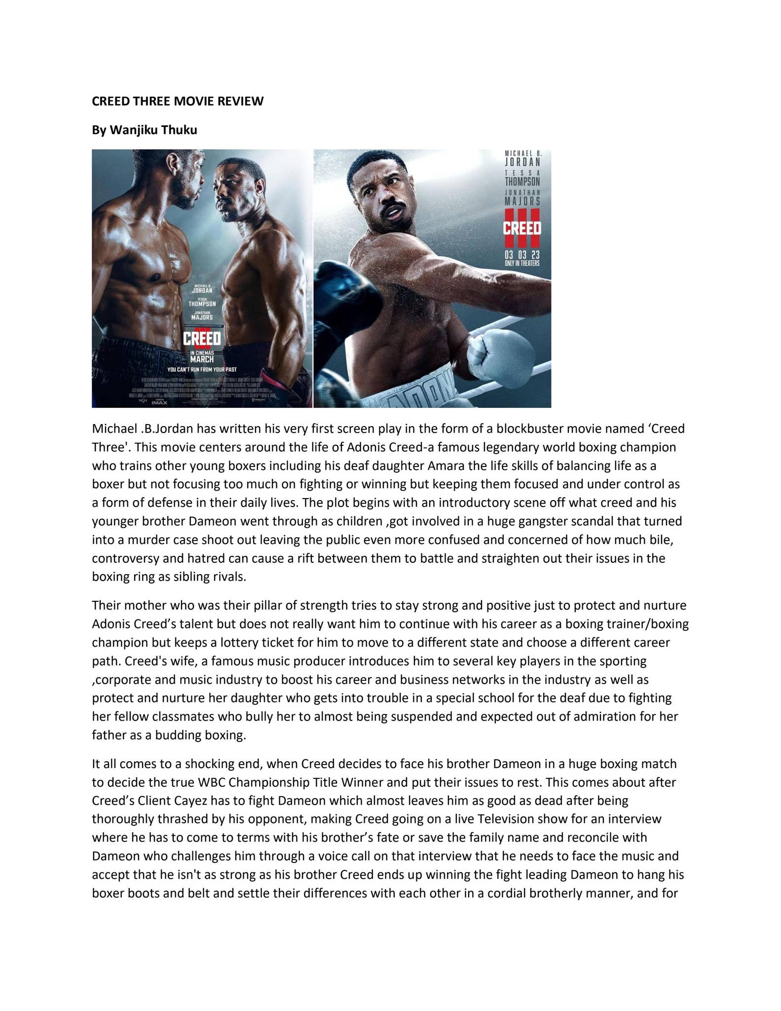 CREED THREE MOVIE REVIEW 2023 BY WANJIKU THUKU by Wanjiku Thuku - Issuu