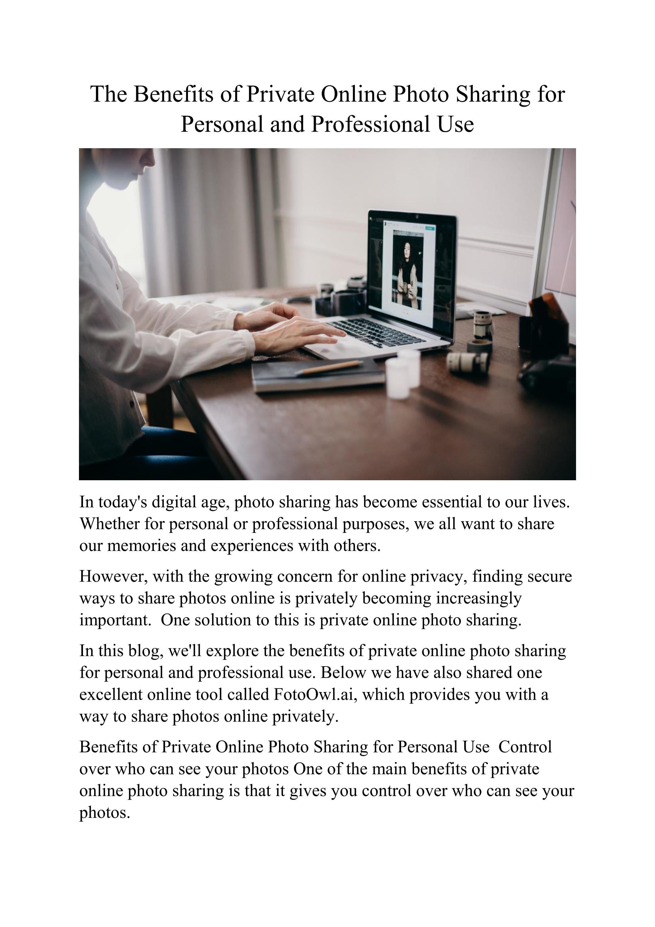 The Benefits of Private Online Photo Sharing for Personal and ...
