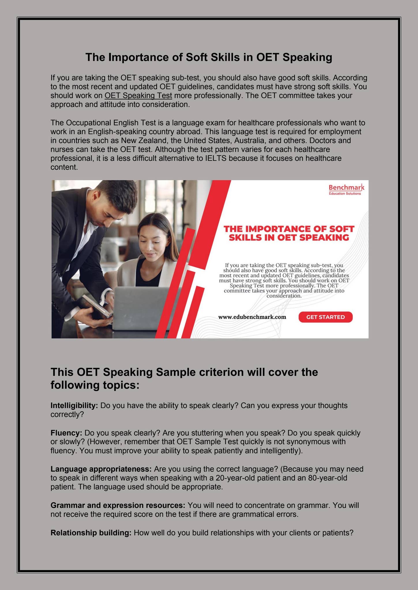 OET Practice Tests Sample and Material for Doctors by Benchmark ...