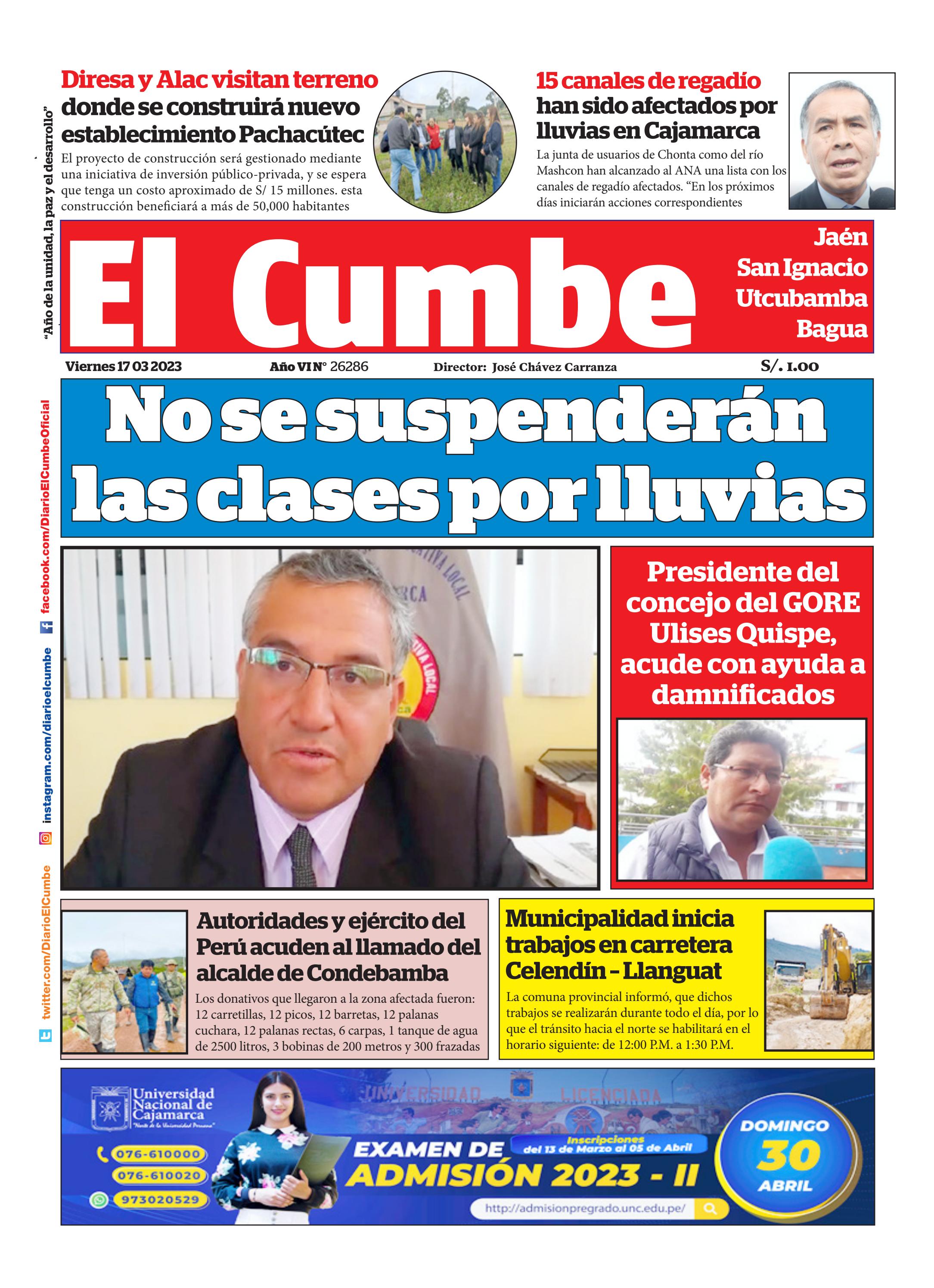 Diario EL CUMBE 17 de marzo del 2023 by diarioelcumbecajamarca - Issuu
