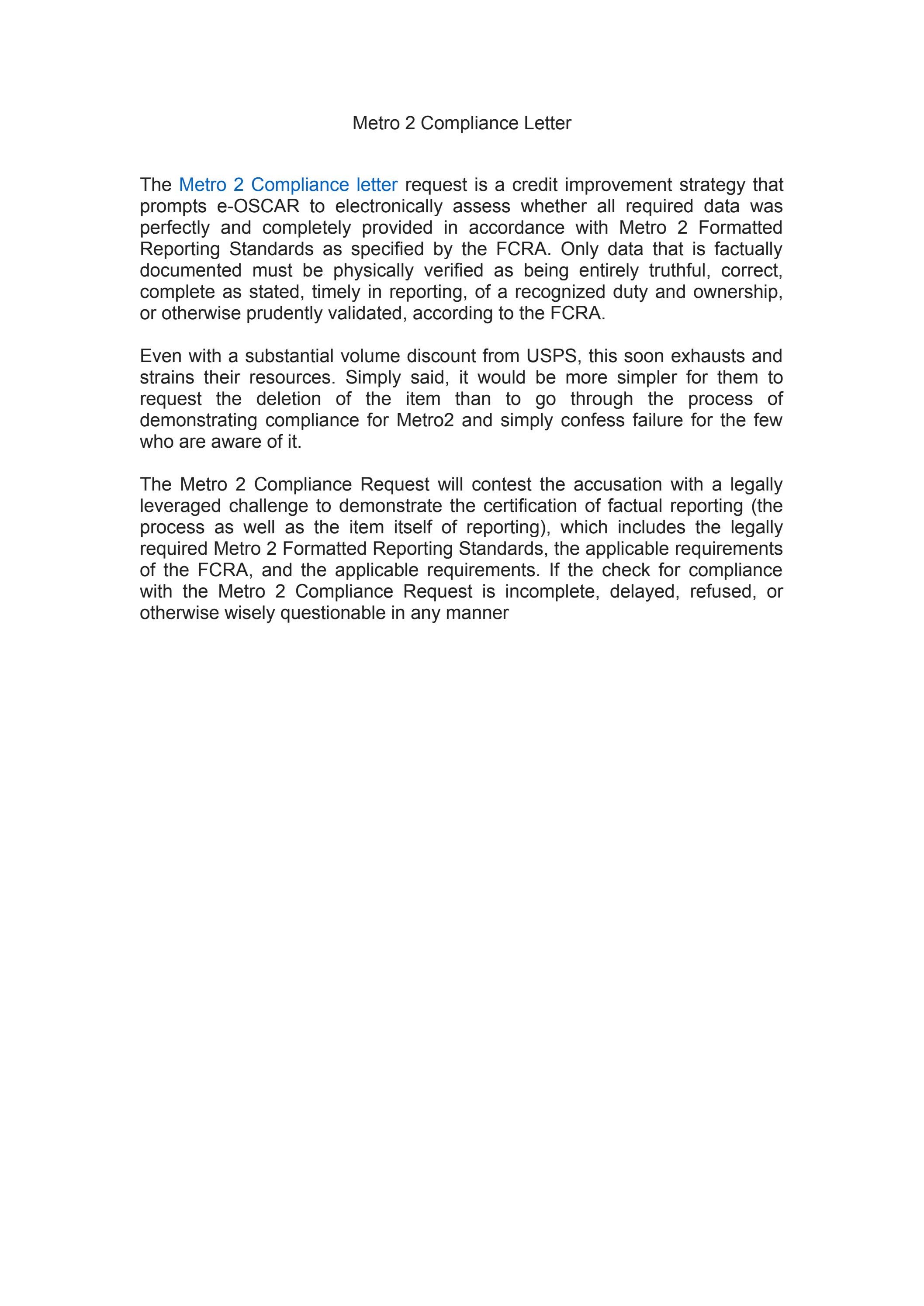 Metro 2 Compliance Letter By Creditlettersgenerator87 Issuu