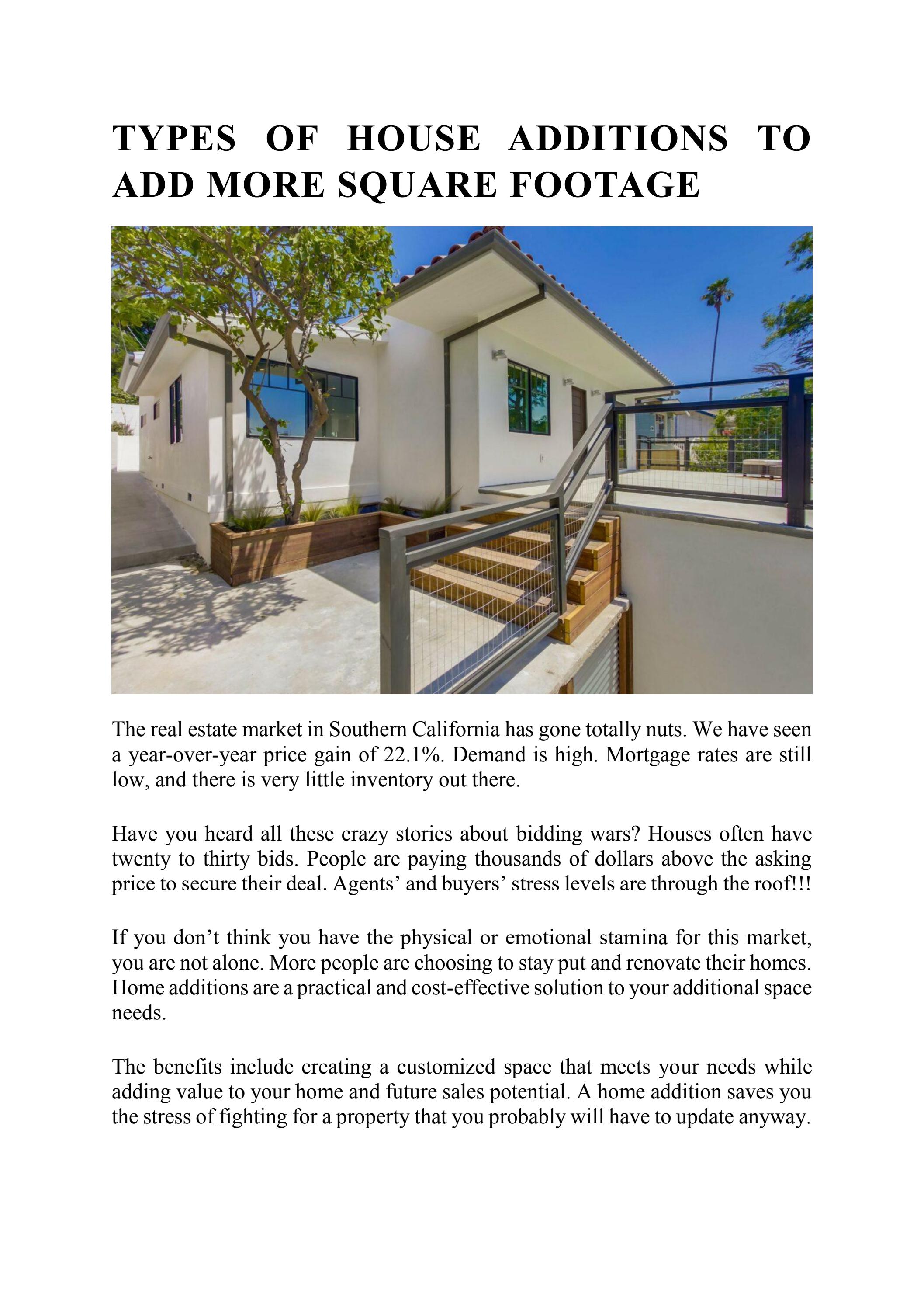 TYPES OF HOUSE ADDITIONS TO ADD MORE SQUARE FOOTAGE by ...