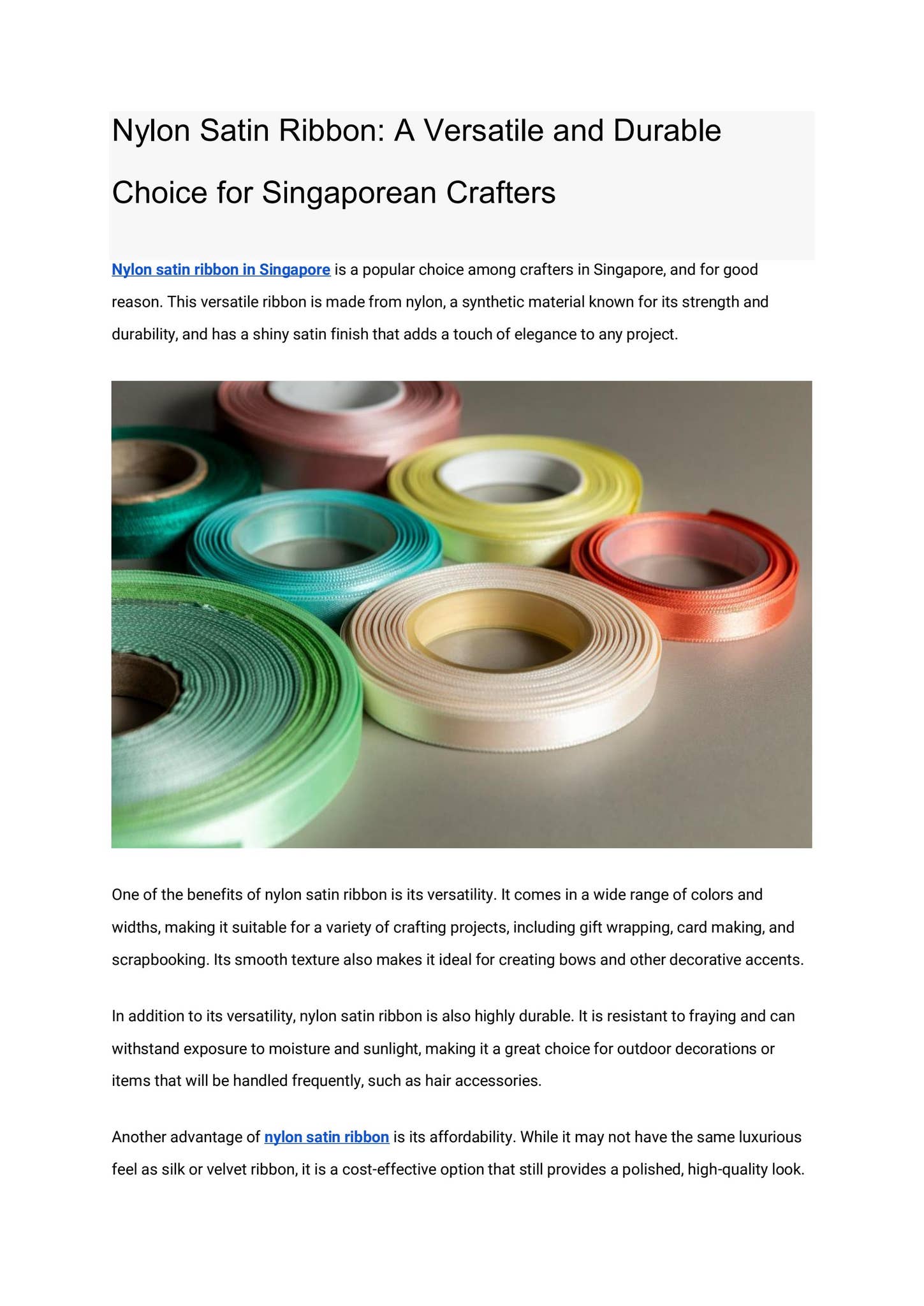 Nylon Satin Ribbon: A Versatile and Durable Choice for Singaporean ...